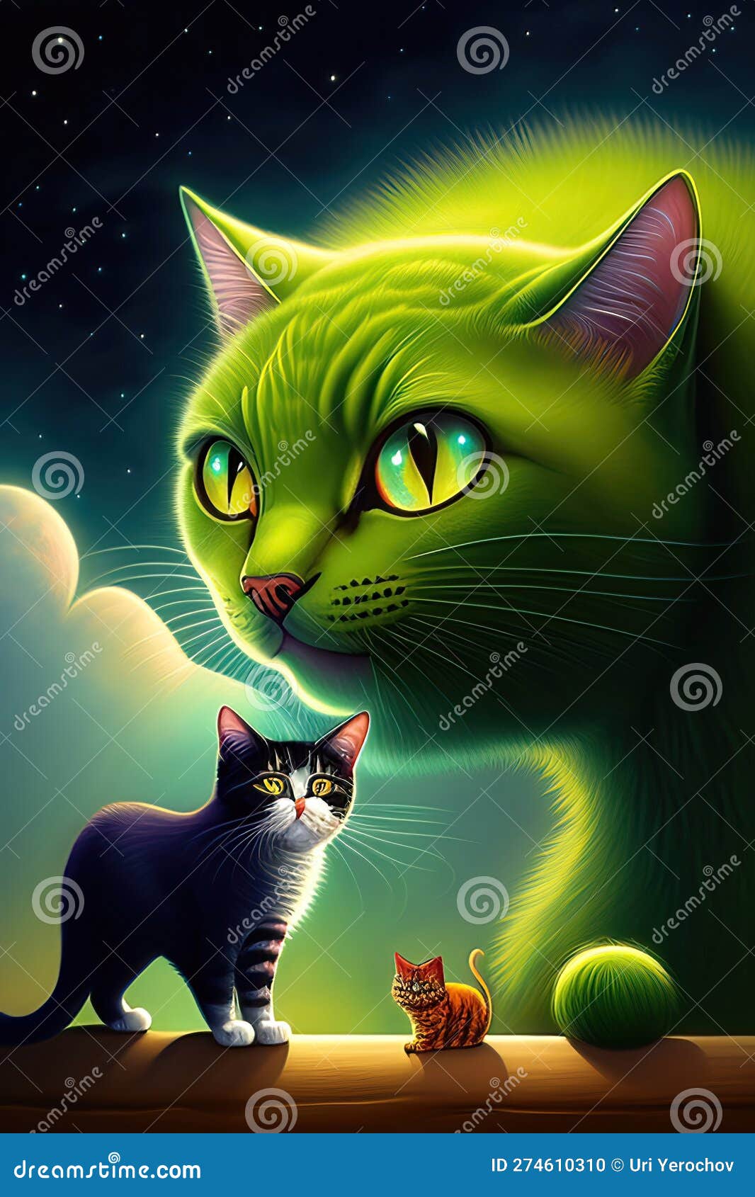 Cute Alien Cats. Concept Cats in Other Worlds Stock Illustration ...