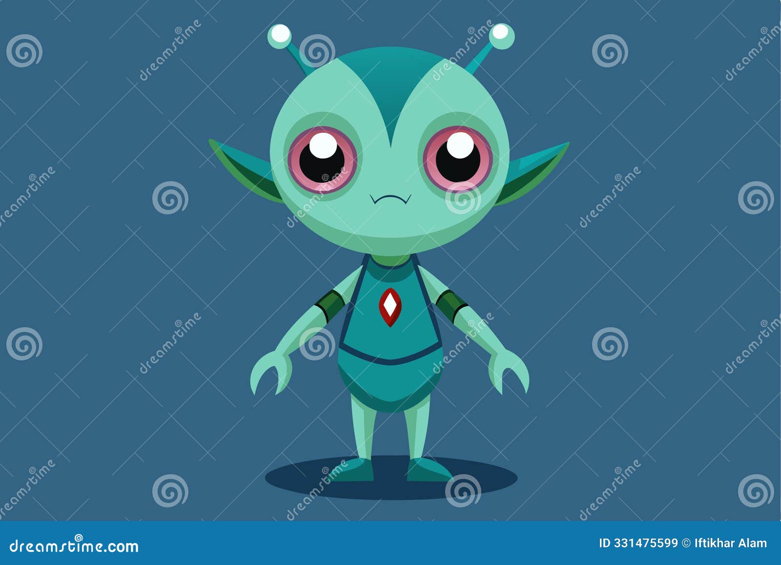 A Cute Alien Character with Large Eyes, Standing Upright, Featuring ...