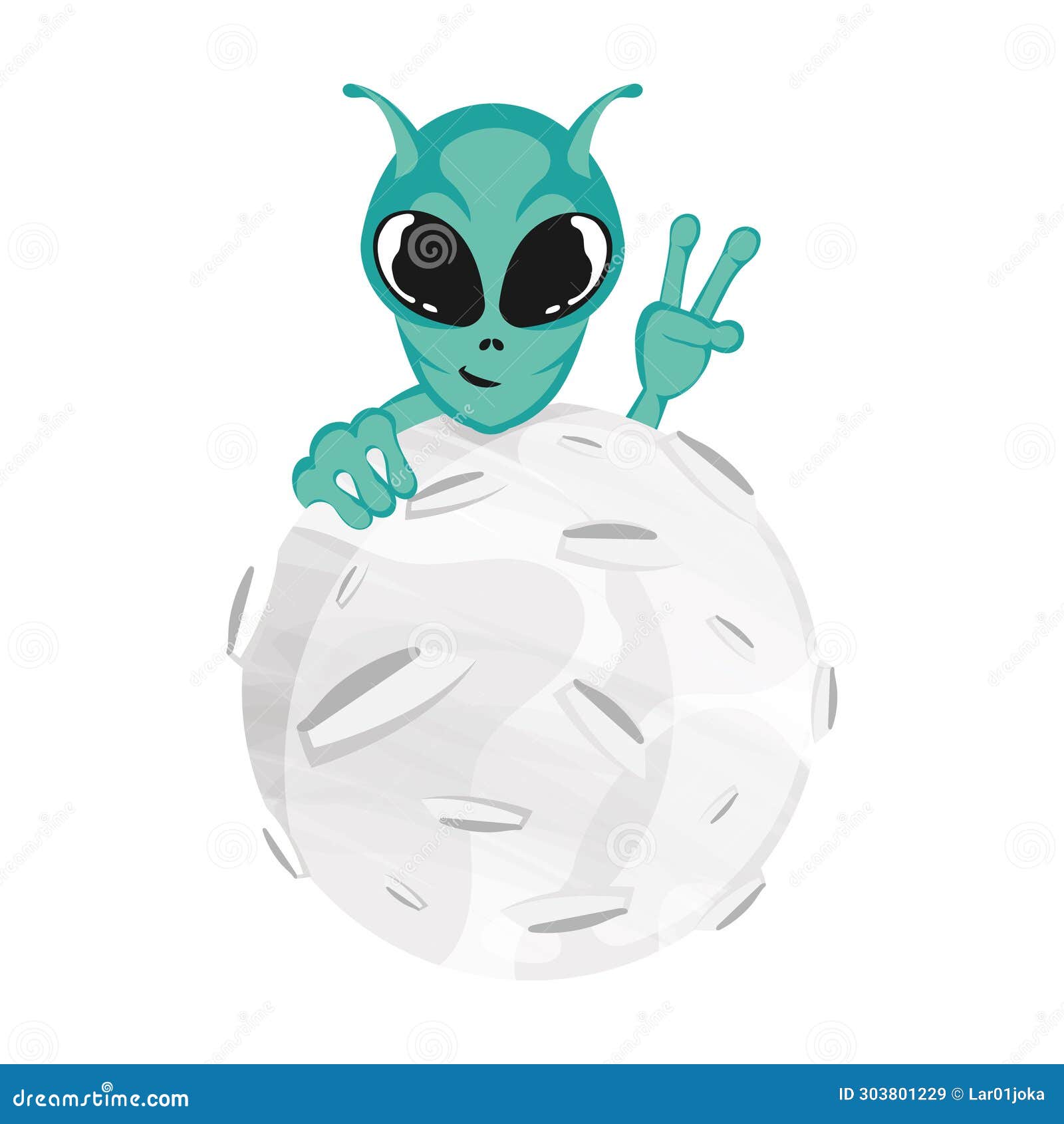 Cute Alien Character on a Planet Vector Stock Vector - Illustration of ...