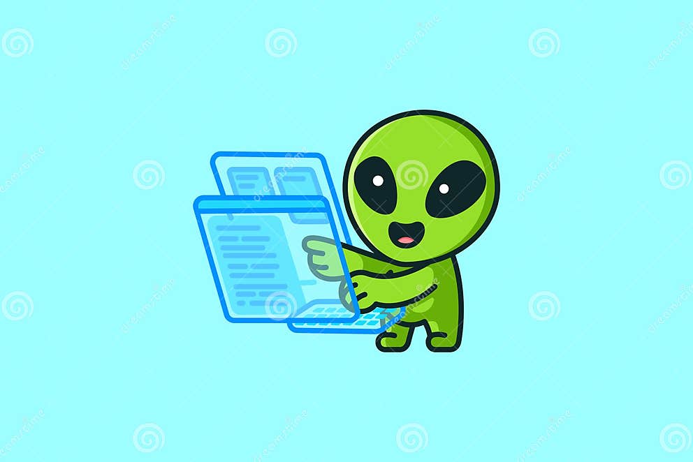 Cute Alien Coding Adventures Stock Vector - Illustration of typing ...