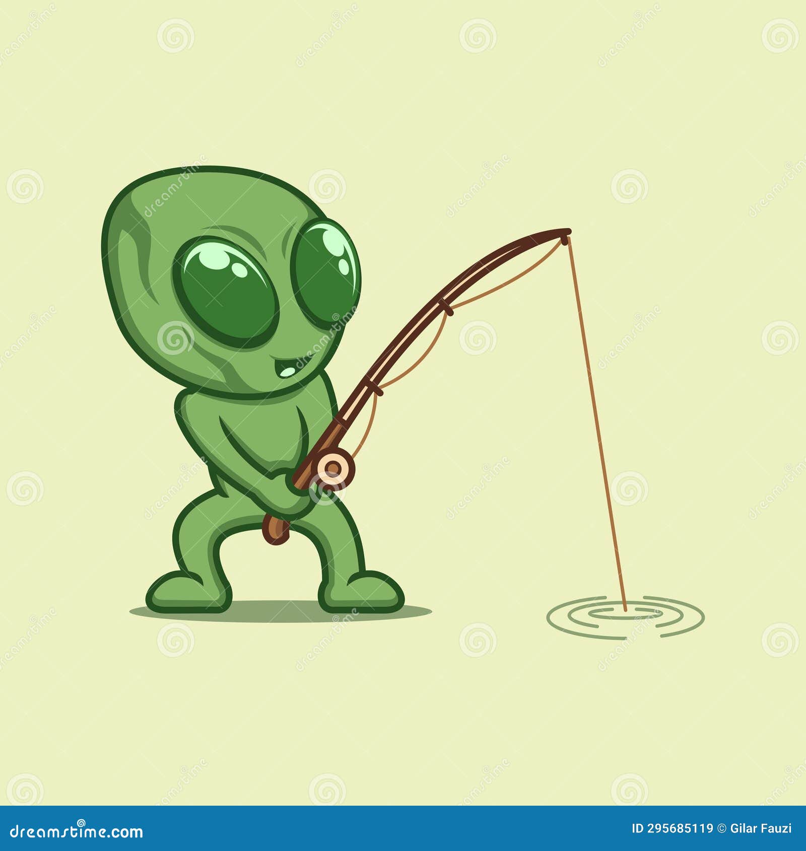 Cute alien fishing stock vector. Illustration of icon - 295685119