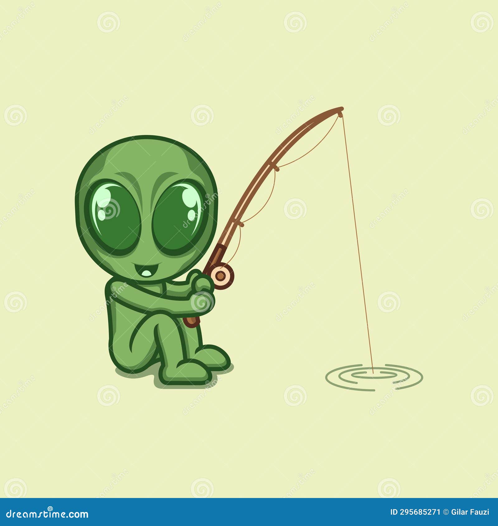 Cute alien fishing stock vector. Illustration of animal - 295685271