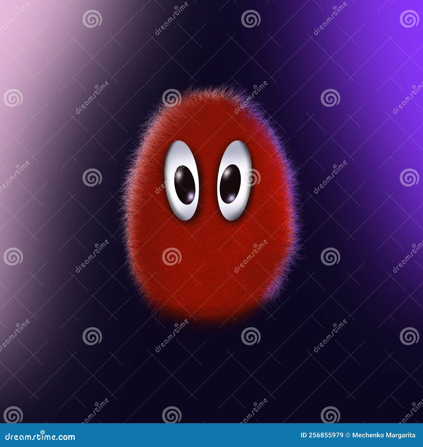 Cute Alien Furry Character Monster 3d Drawing Stock Illustration ...