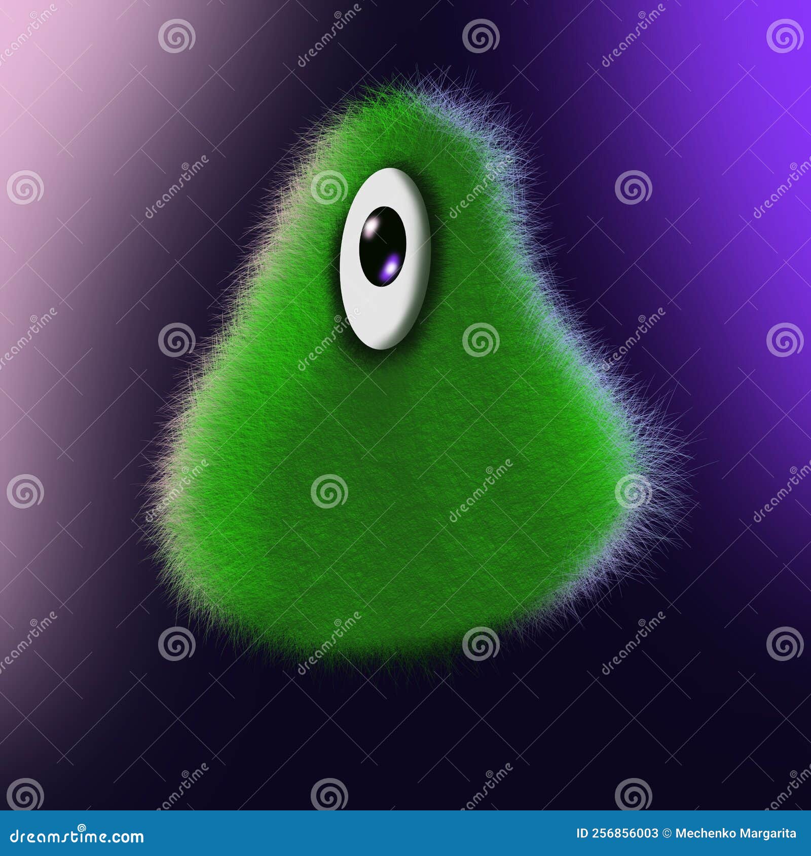 Cute Alien Furry Character Monster 3d Drawing Stock Illustration ...