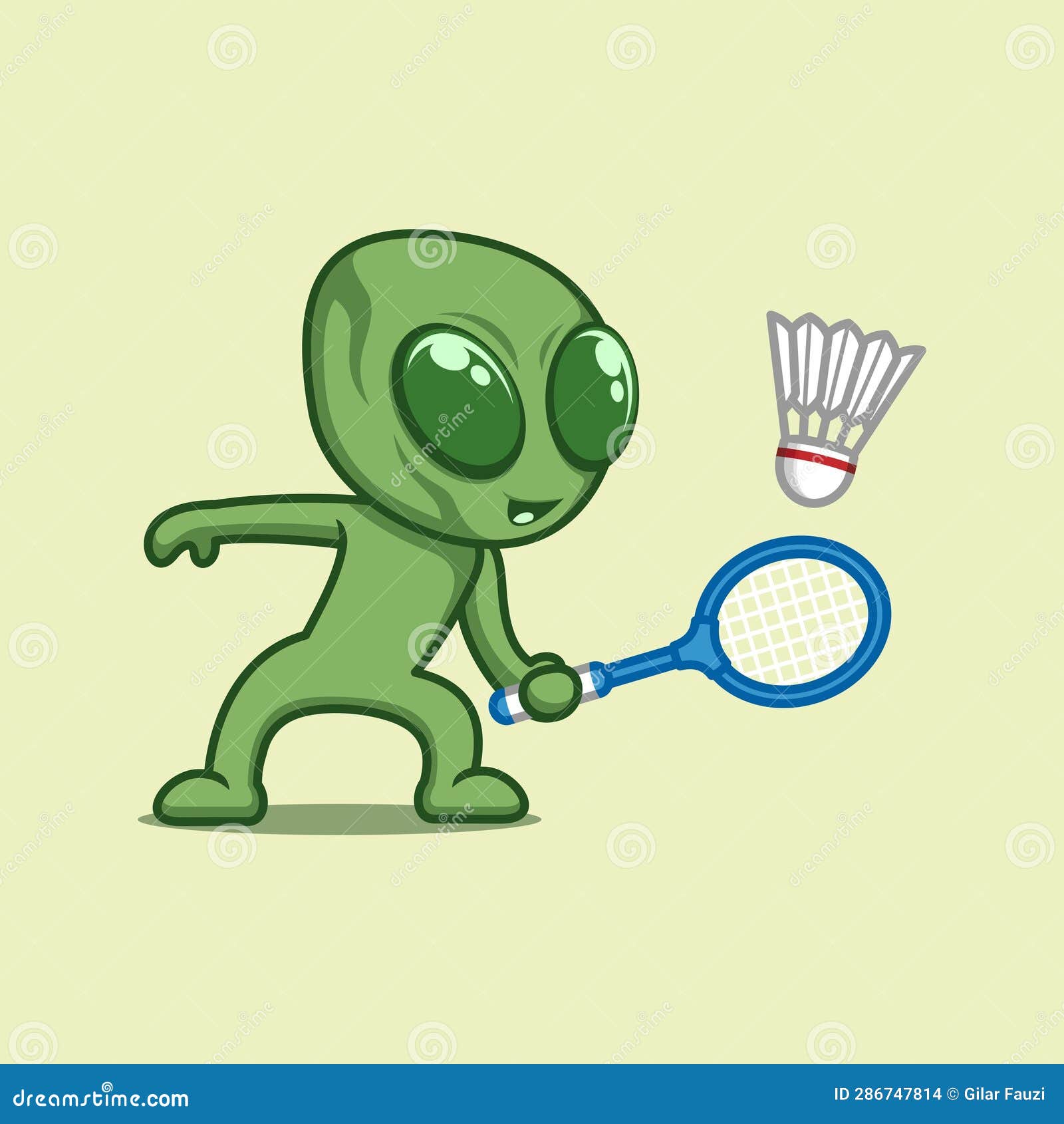 Cute Alien Playing Badminton Stock Vector - Illustration of auto, sign ...