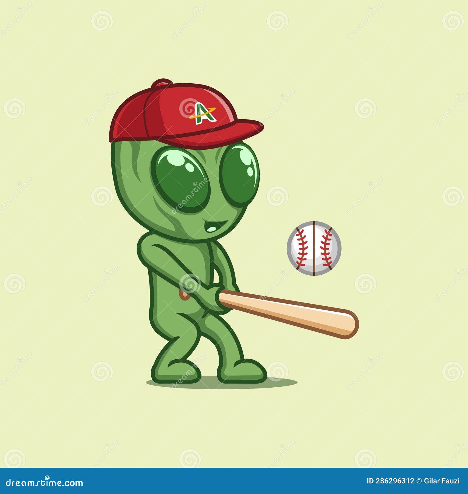 Cute Alien Playing Baseball Stock Vector - Illustration of monster ...