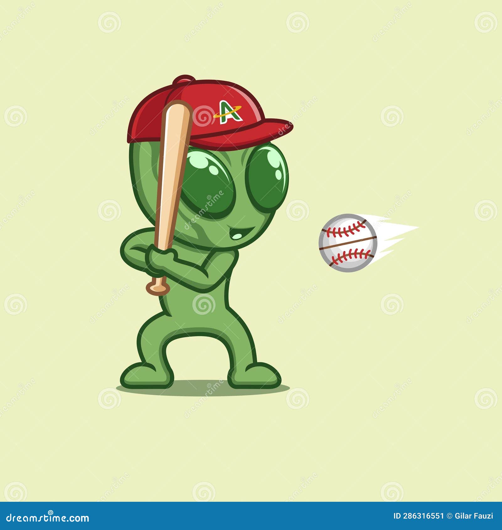 Cute Alien Playing Baseball Stock Vector - Illustration of playing ...