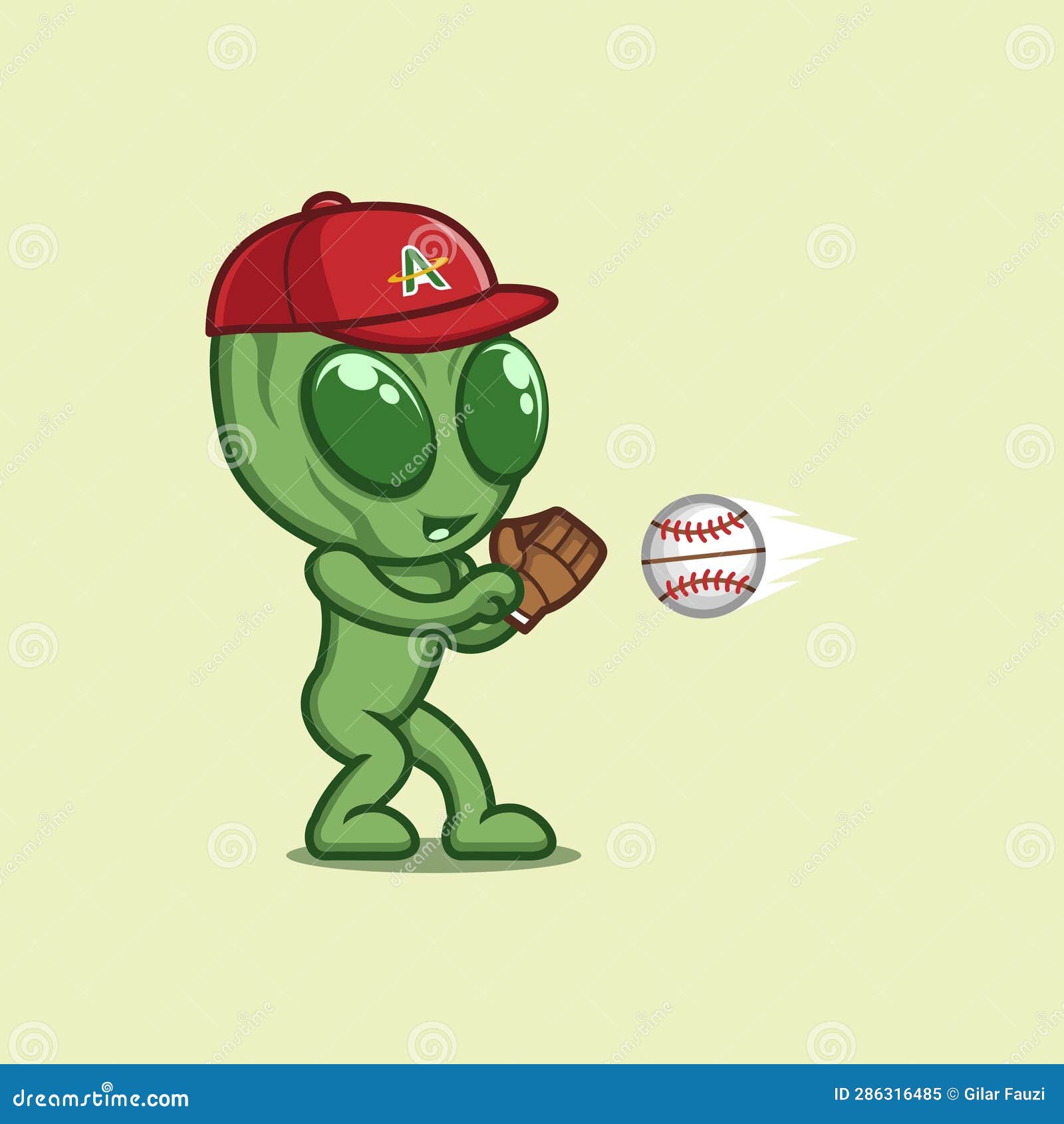 Cute Alien Playing Baseball Stock Vector - Illustration of design, male ...