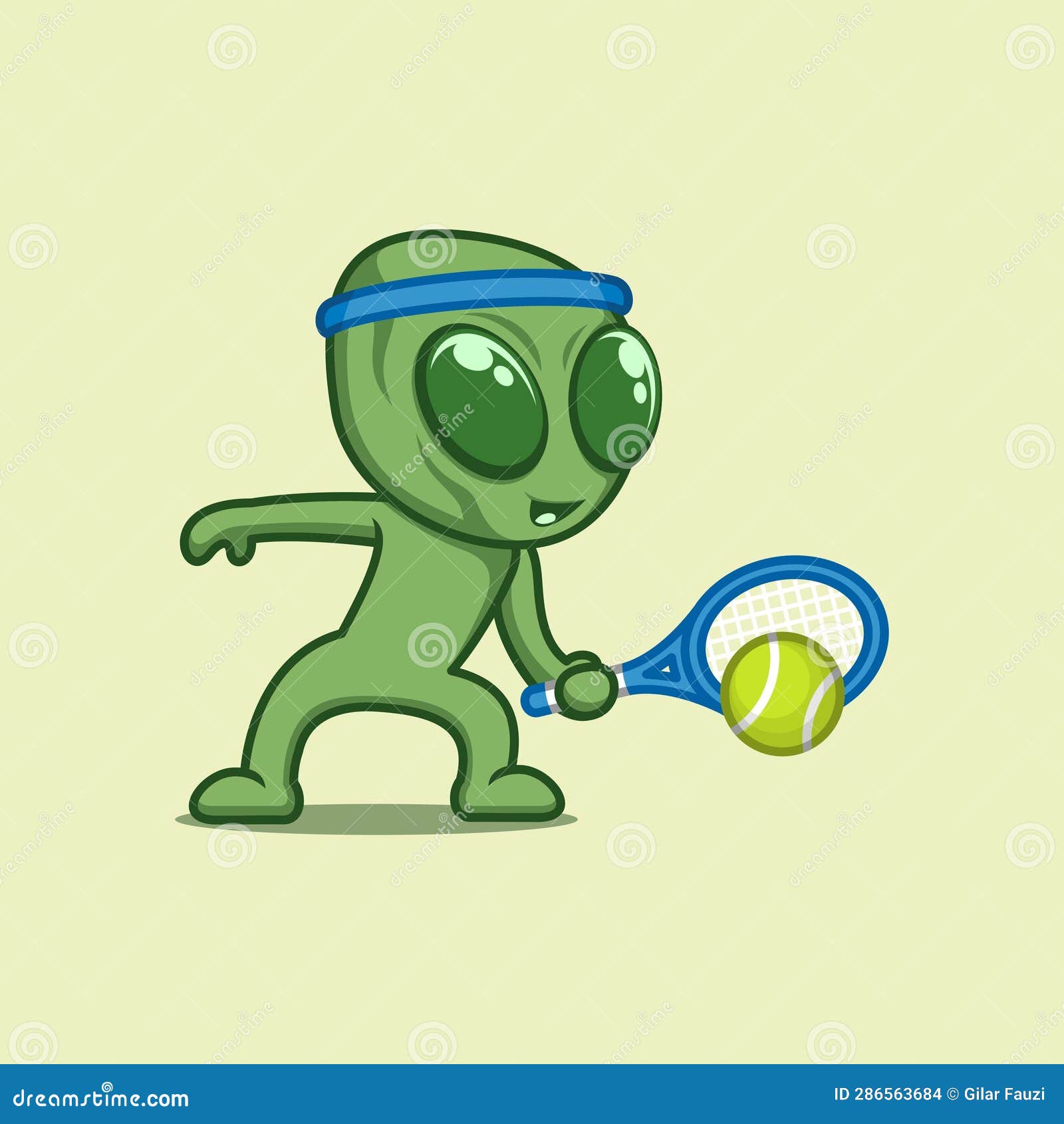 Cute alien playing tennis stock vector. Illustration of space - 286563684