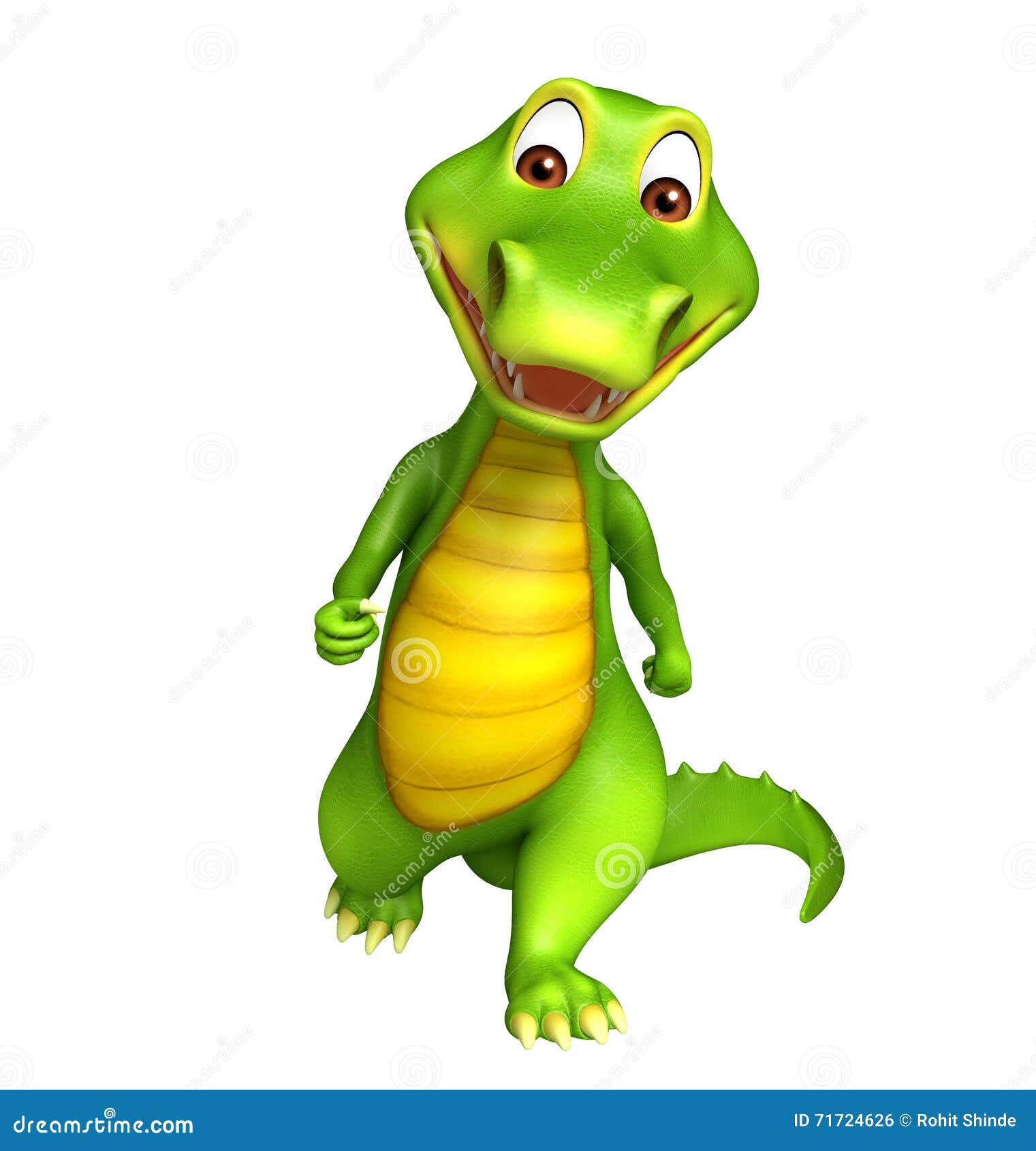 Cute Aligator Cartoon Character with Walking Stock Illustration ...