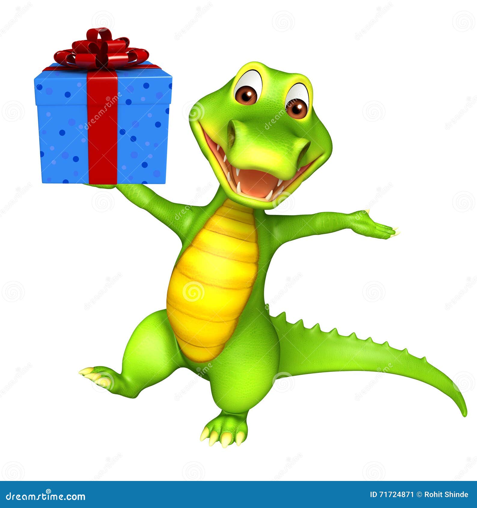 Cute Alligator Cartoon Character with Gift Box Stock Illustration ...