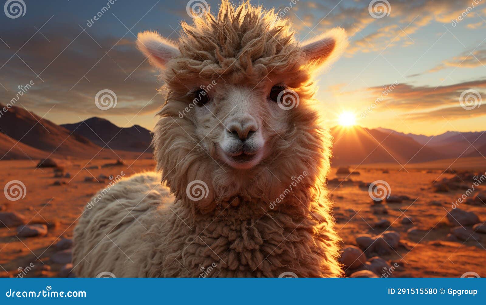 A Cute Alpaca Smiles at the Camera in a Rural Sunset Generated by AI ...