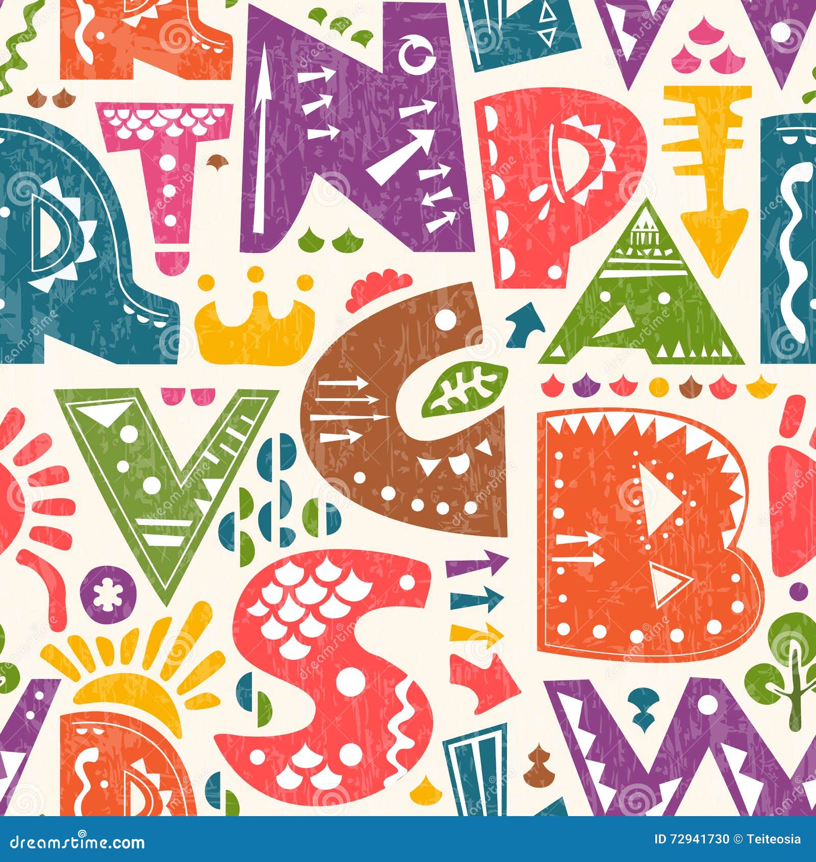 Cute Alphabet Letter Pattern Stock Vector - Illustration of doodle ...