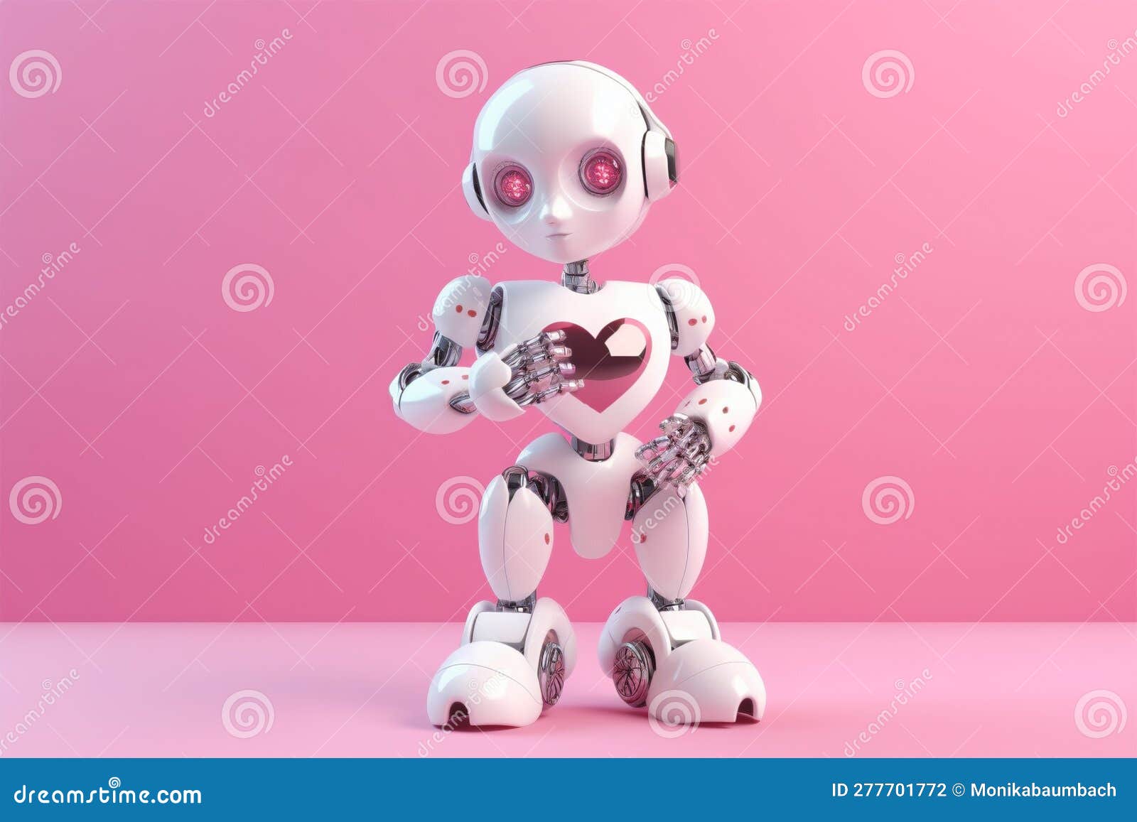 Cute Android Looking with Heart on Chests. Concept for Artificial ...
