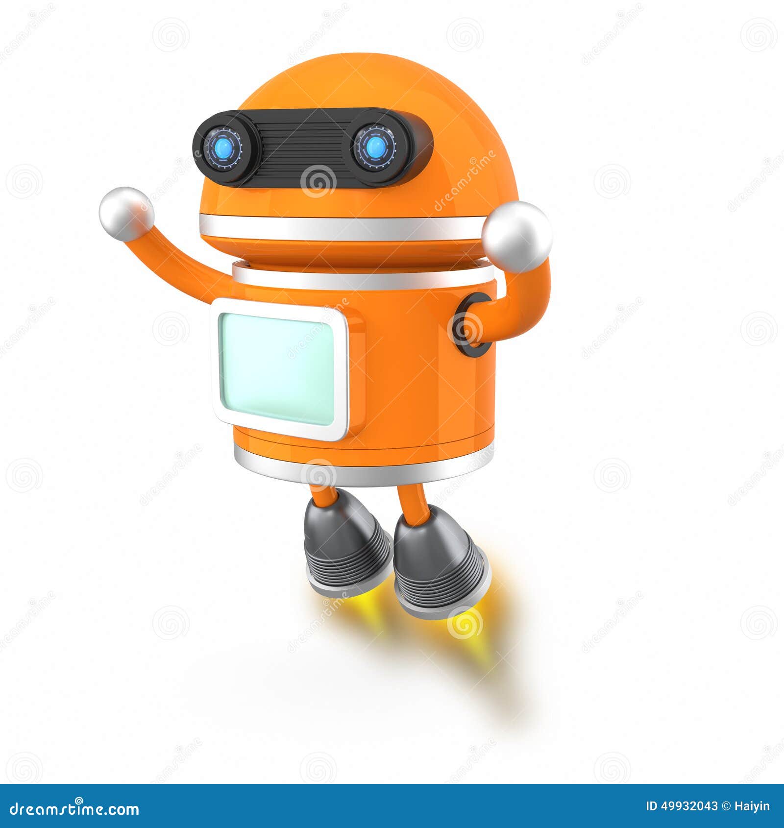 Cute Android Robot Flying in the Sky Stock Illustration - Illustration ...