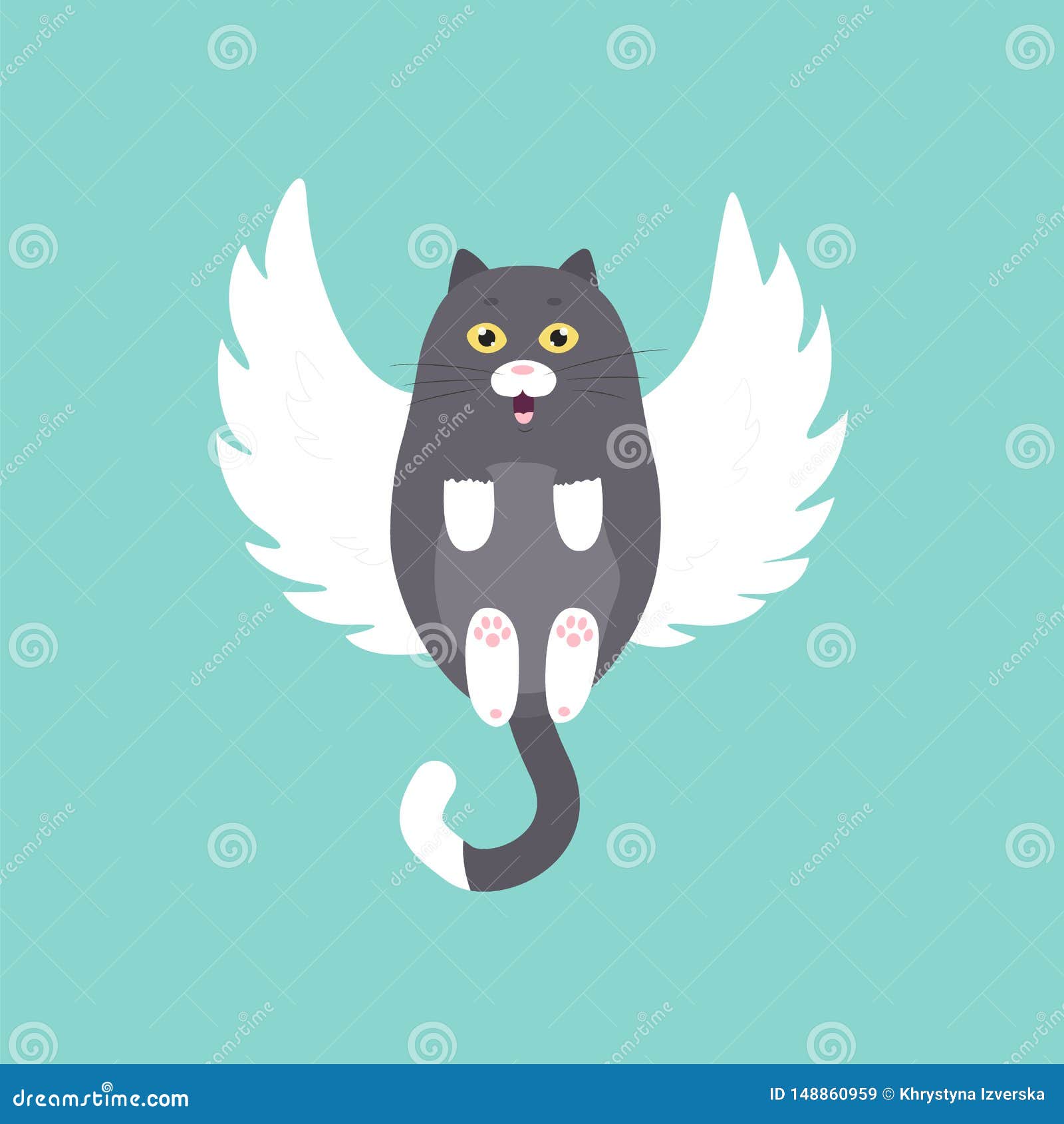 Cute Angel Cat, Fly, Vector Illustration Eps 10 Stock Vector ...