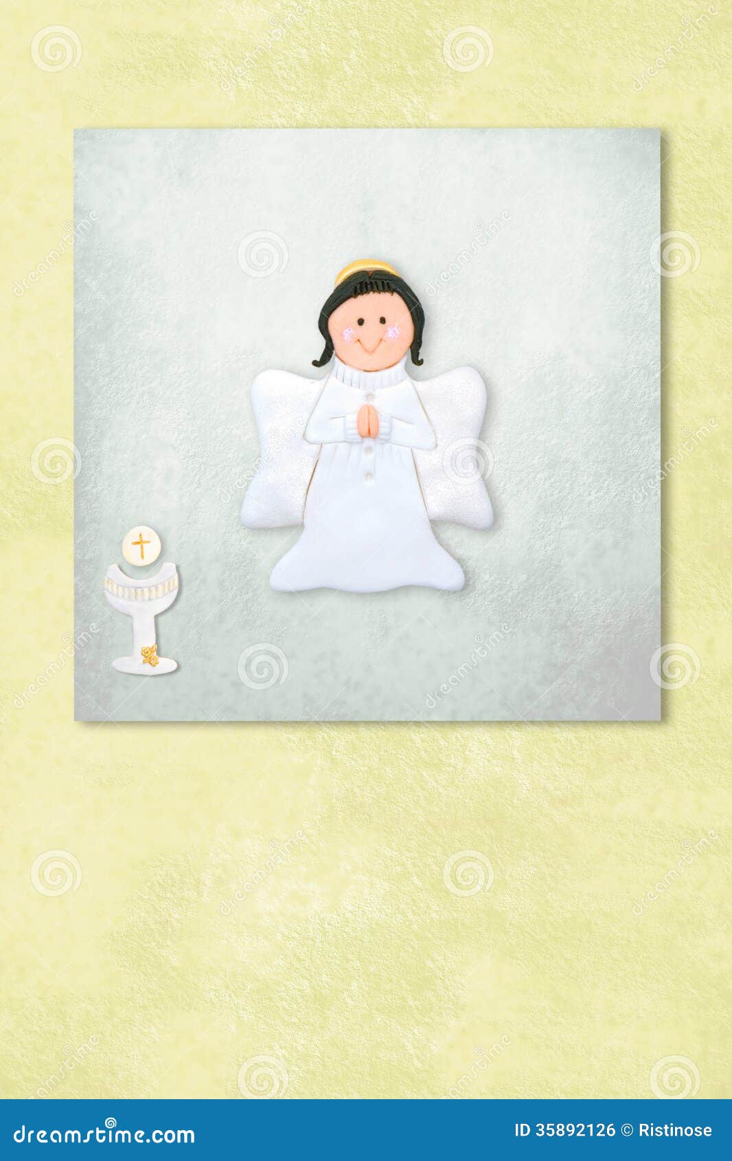 Cute Angel First Communion Invitation Card Stock Illustration ...
