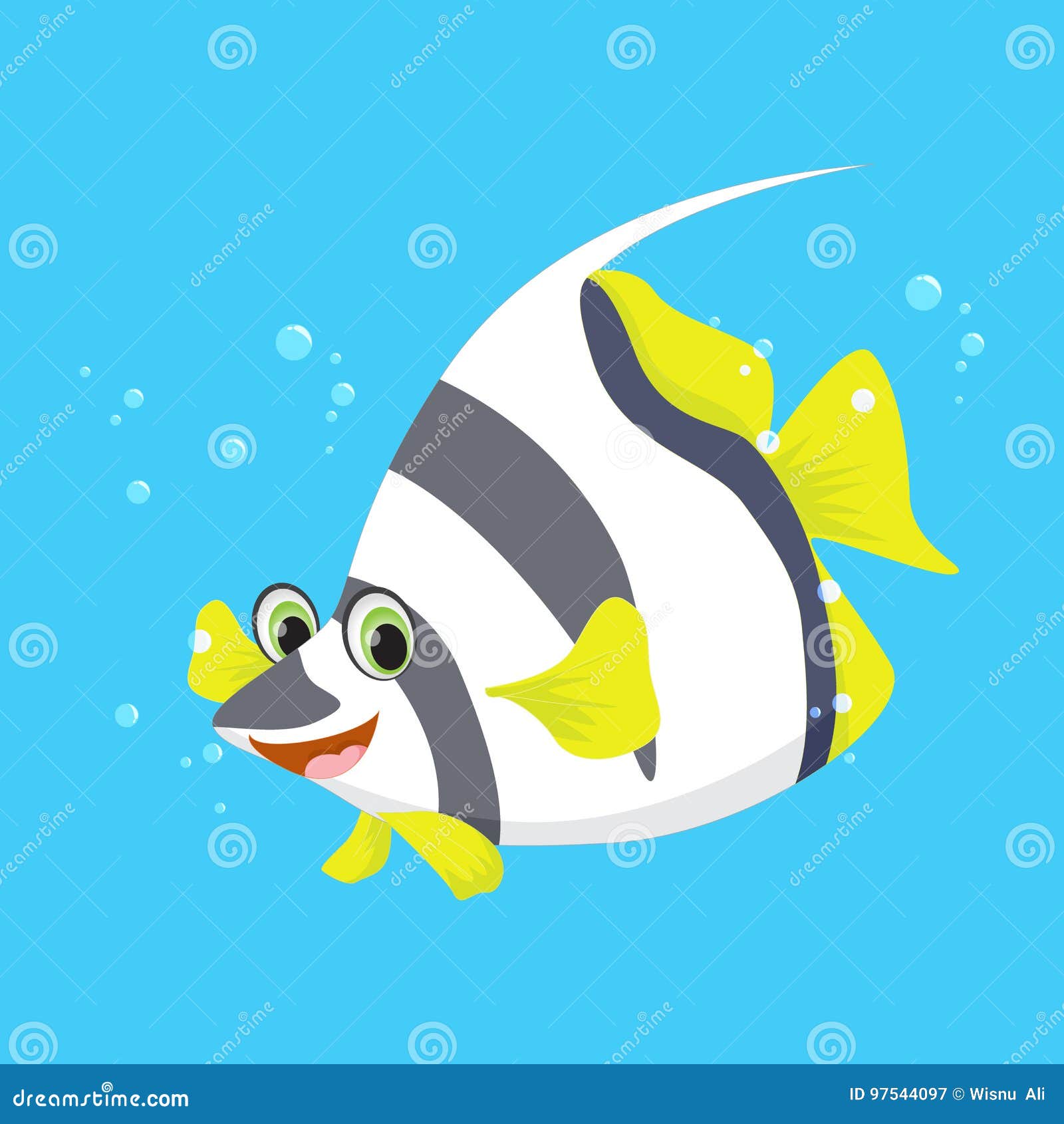 Cute angel fish cartoon stock vector. Illustration of cute - 97544097