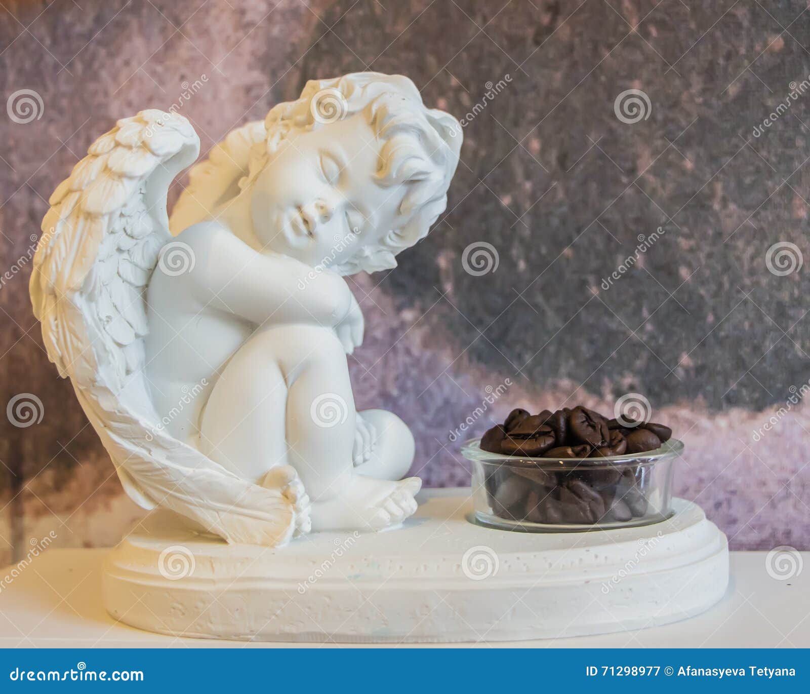 Cute Angel Sculpture. Coffee Beans Stock Image - Image of food ...