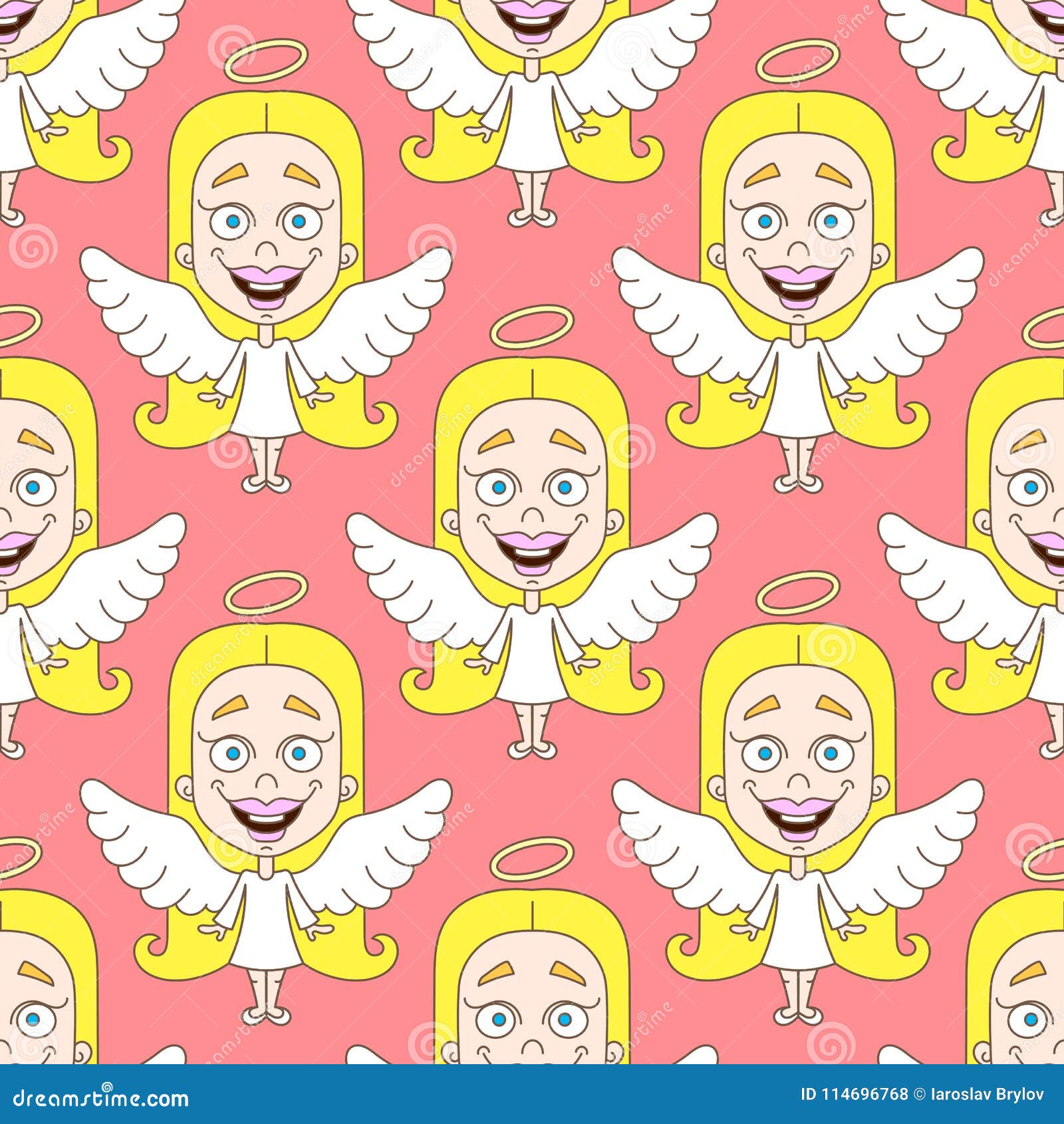 Cute Angel Seamless Pattern Stock Vector - Illustration of halo, repeat ...
