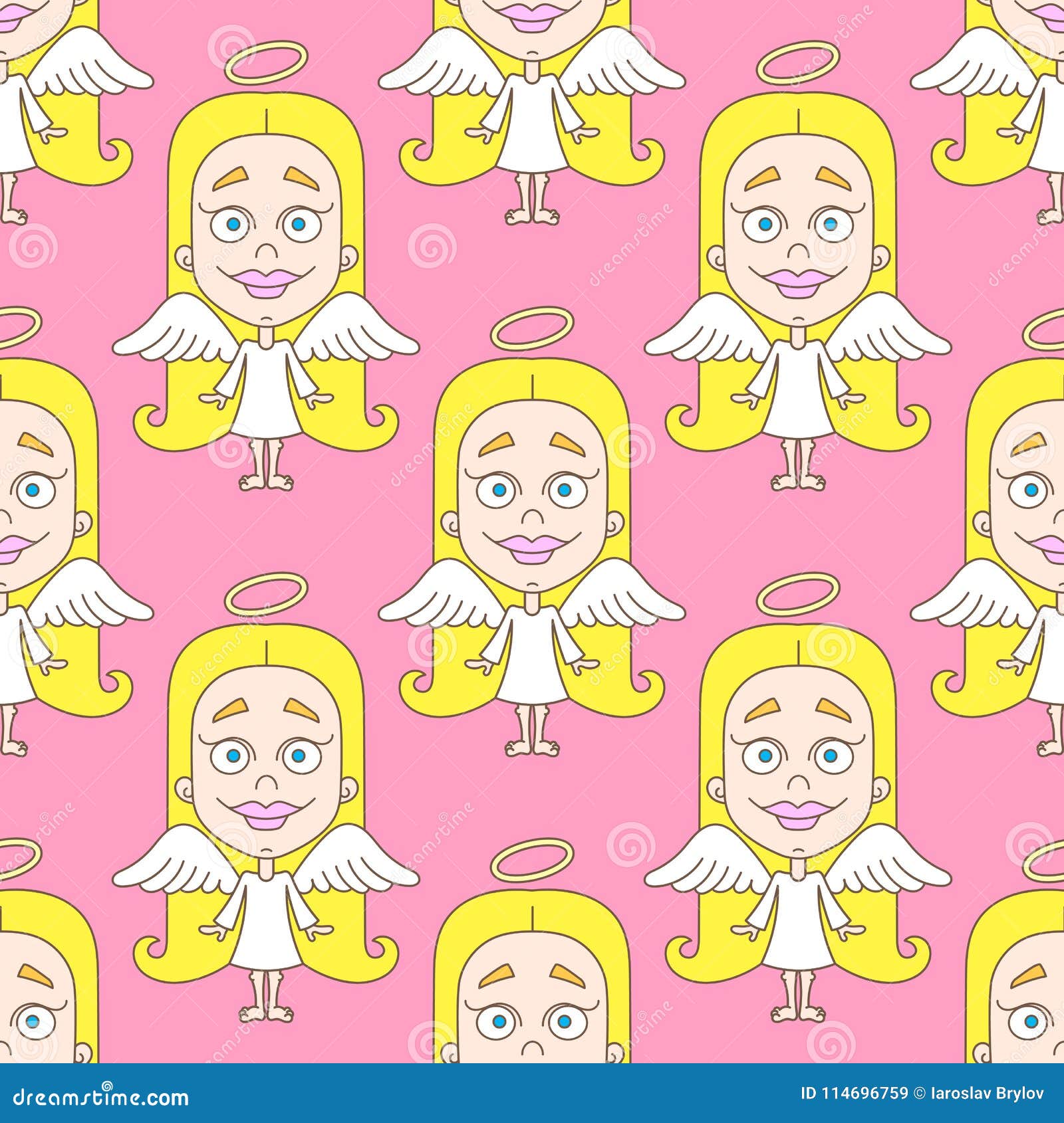 Cute Angel Seamless Pattern Stock Vector - Illustration of decoration ...