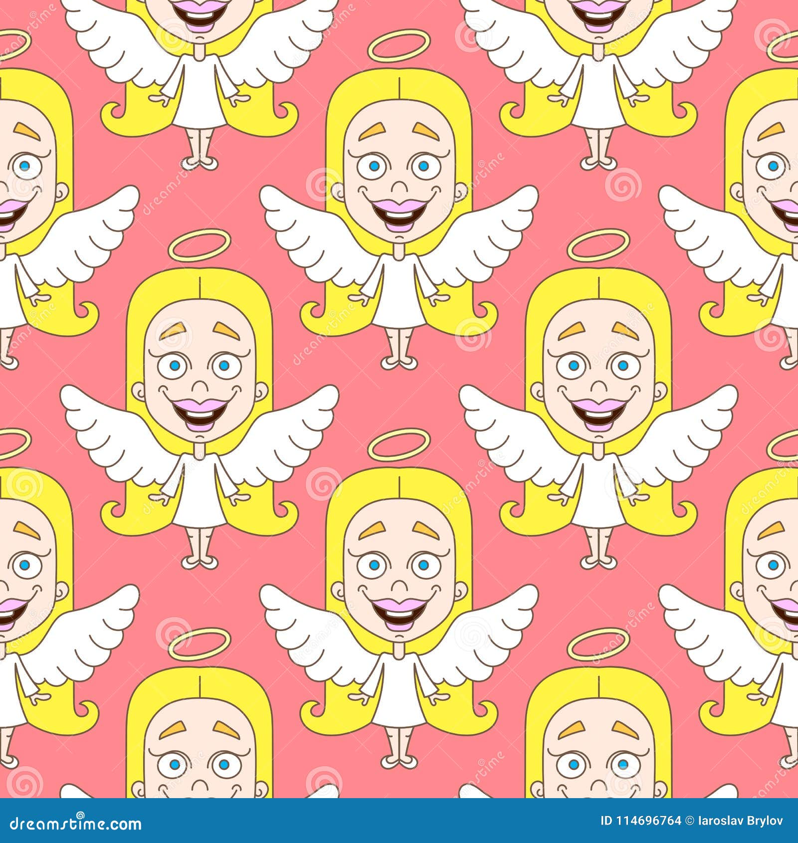 Cute Angel Seamless Pattern Stock Vector - Illustration of people, baby ...