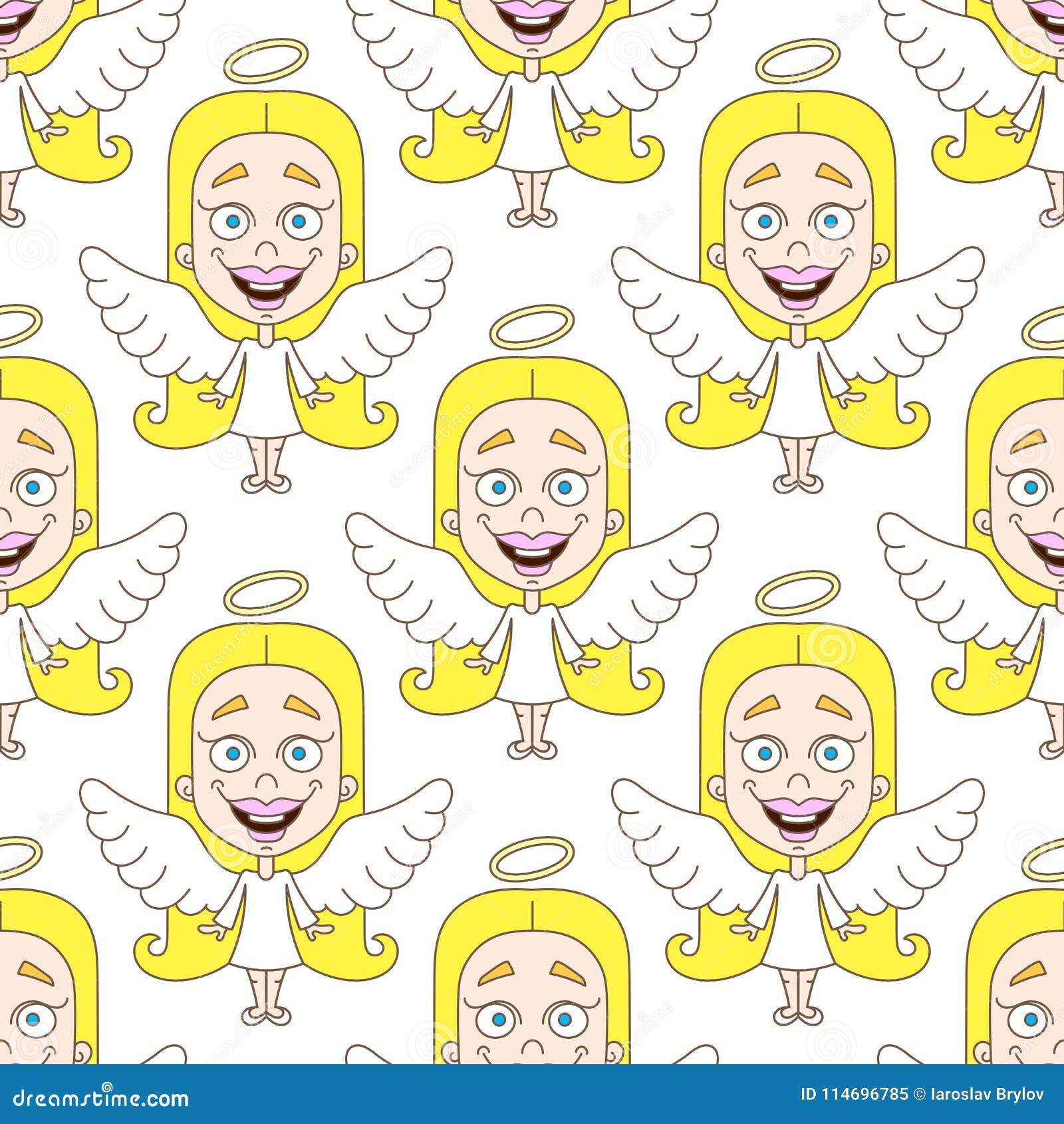 Cute Angel Seamless Pattern Stock Vector - Illustration of repeat ...