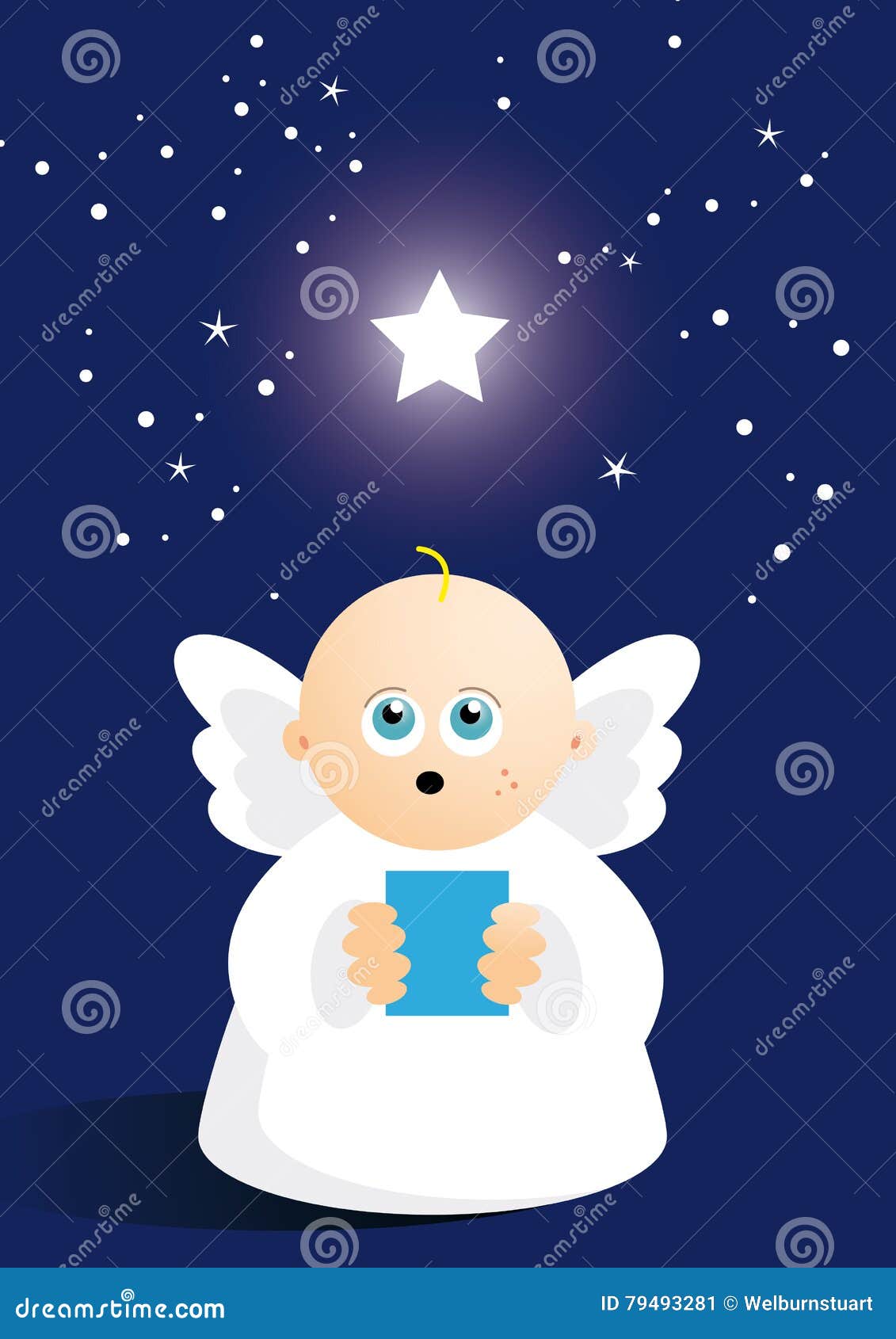 Cute angel singing stock illustration. Illustration of design - 79493281