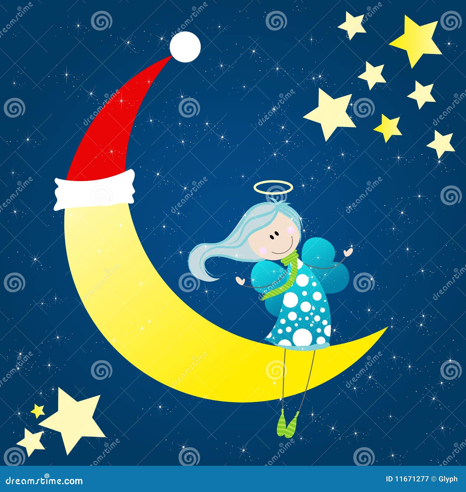 Cute Angel Sitting Moon Stock Illustrations – 70 Cute Angel Sitting ...
