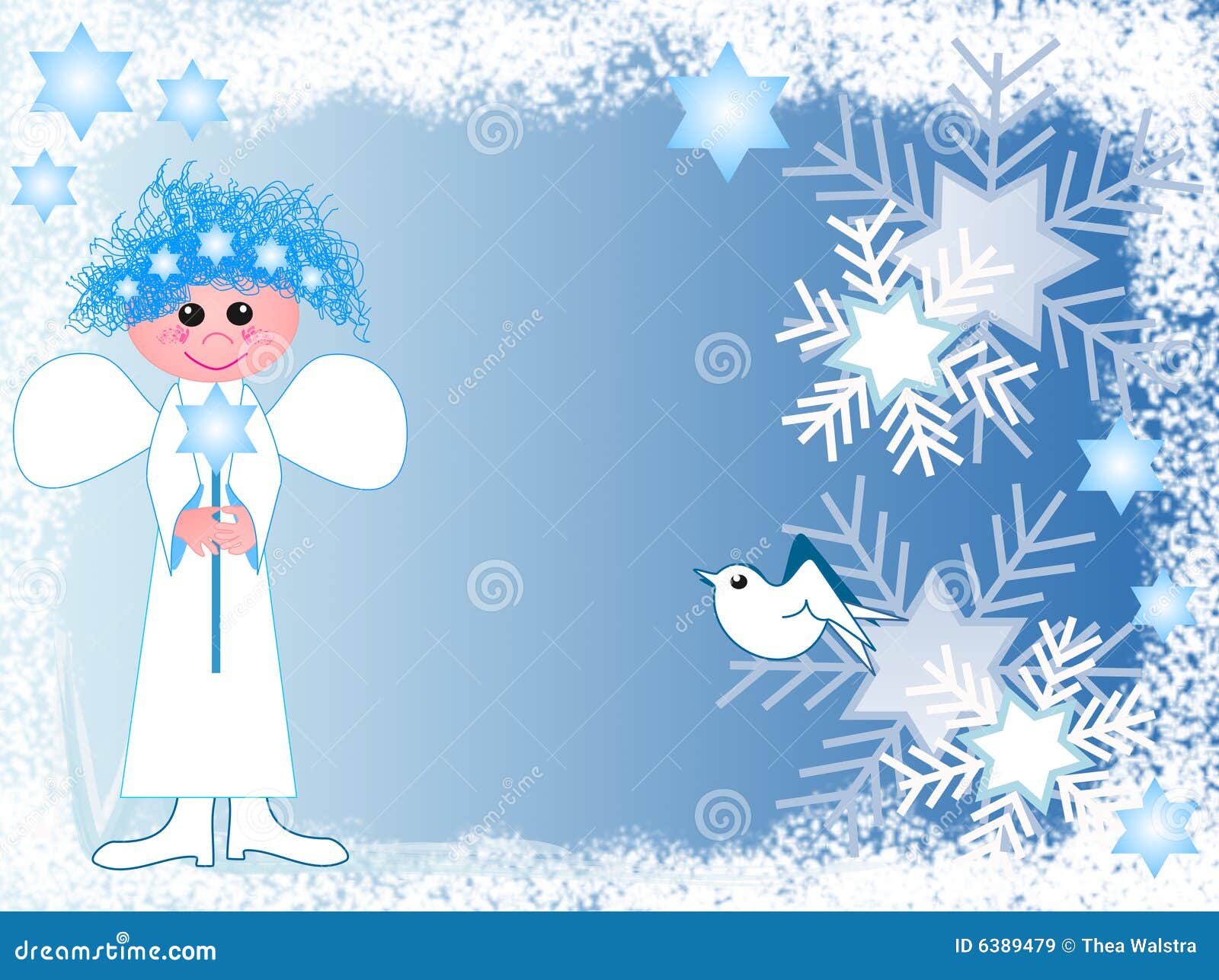 Cute angel with snowflakes stock illustration. Illustration of design ...