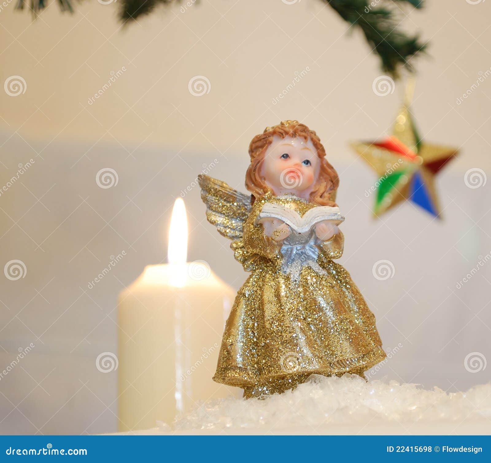 Cute Angel Statue with Candle and Star Stock Photo - Image of cherub ...