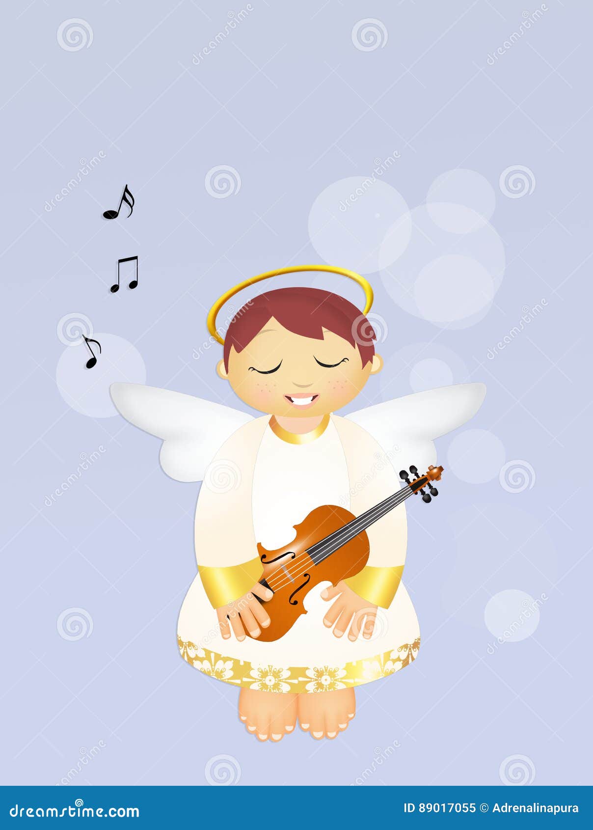 Cute Angel with violin stock illustration. Illustration of carefree ...