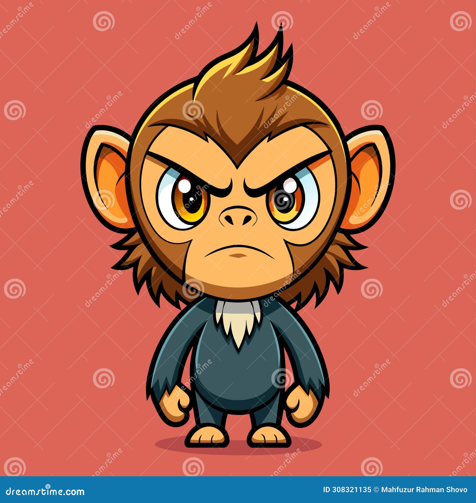 Cute angry baby monkey AI stock vector. Illustration of chimp - 308321135