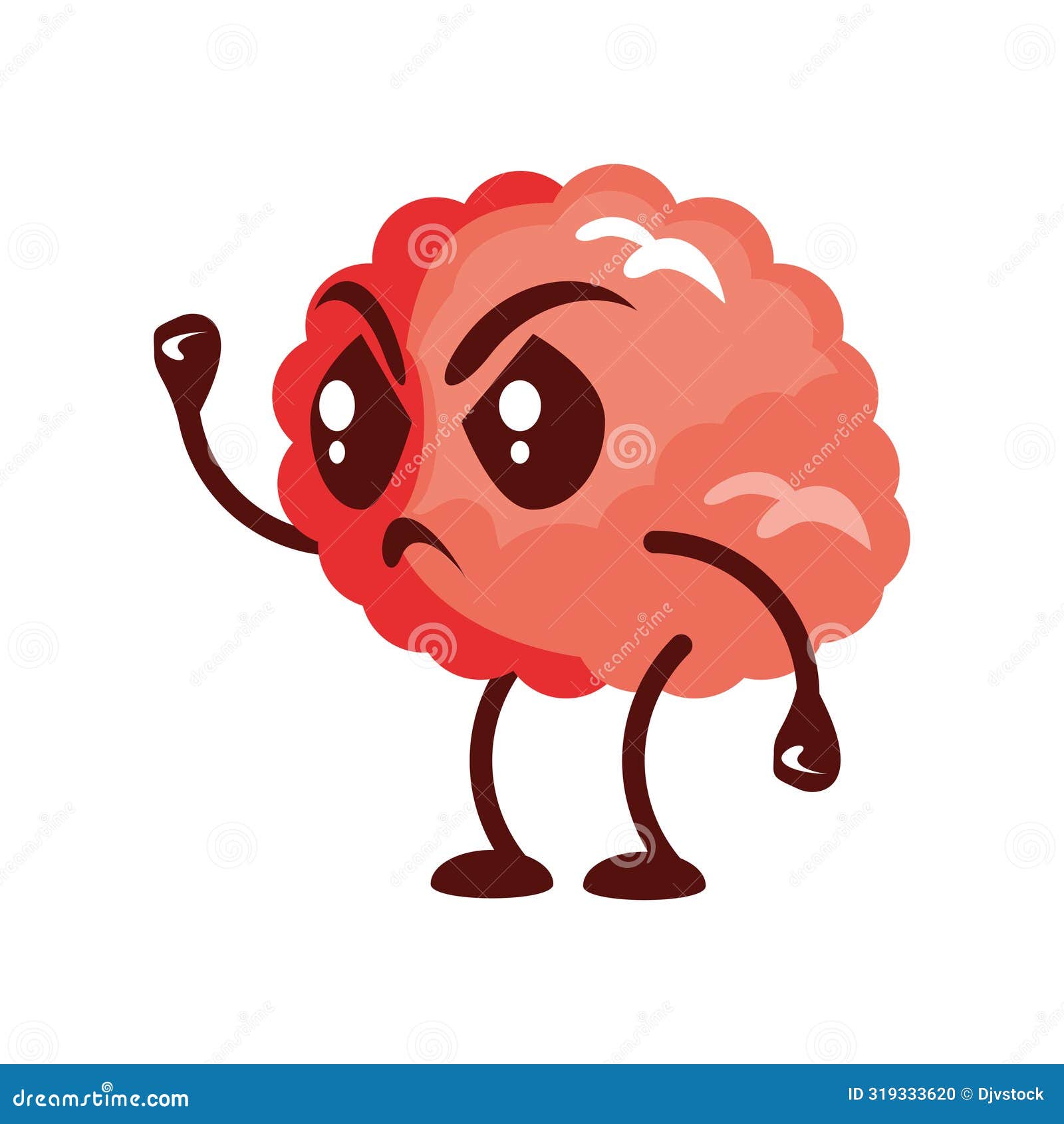 Cute angry brain cartoon stock vector. Illustration of cute - 319333620