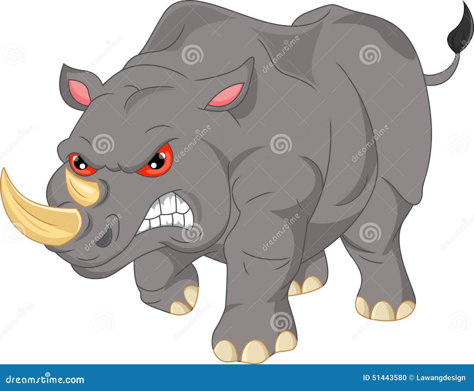 Cute angry rhino cartoon stock vector. Illustration of cartoon - 51443580