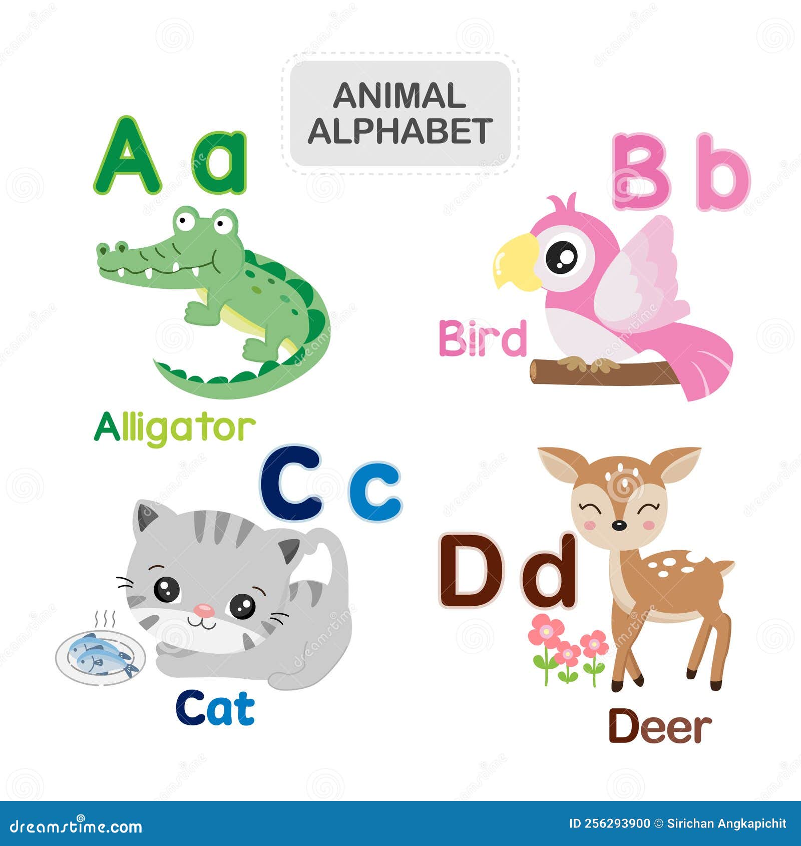 Cute Animal Alphabet from Letter a To D Stock Vector - Illustration of ...