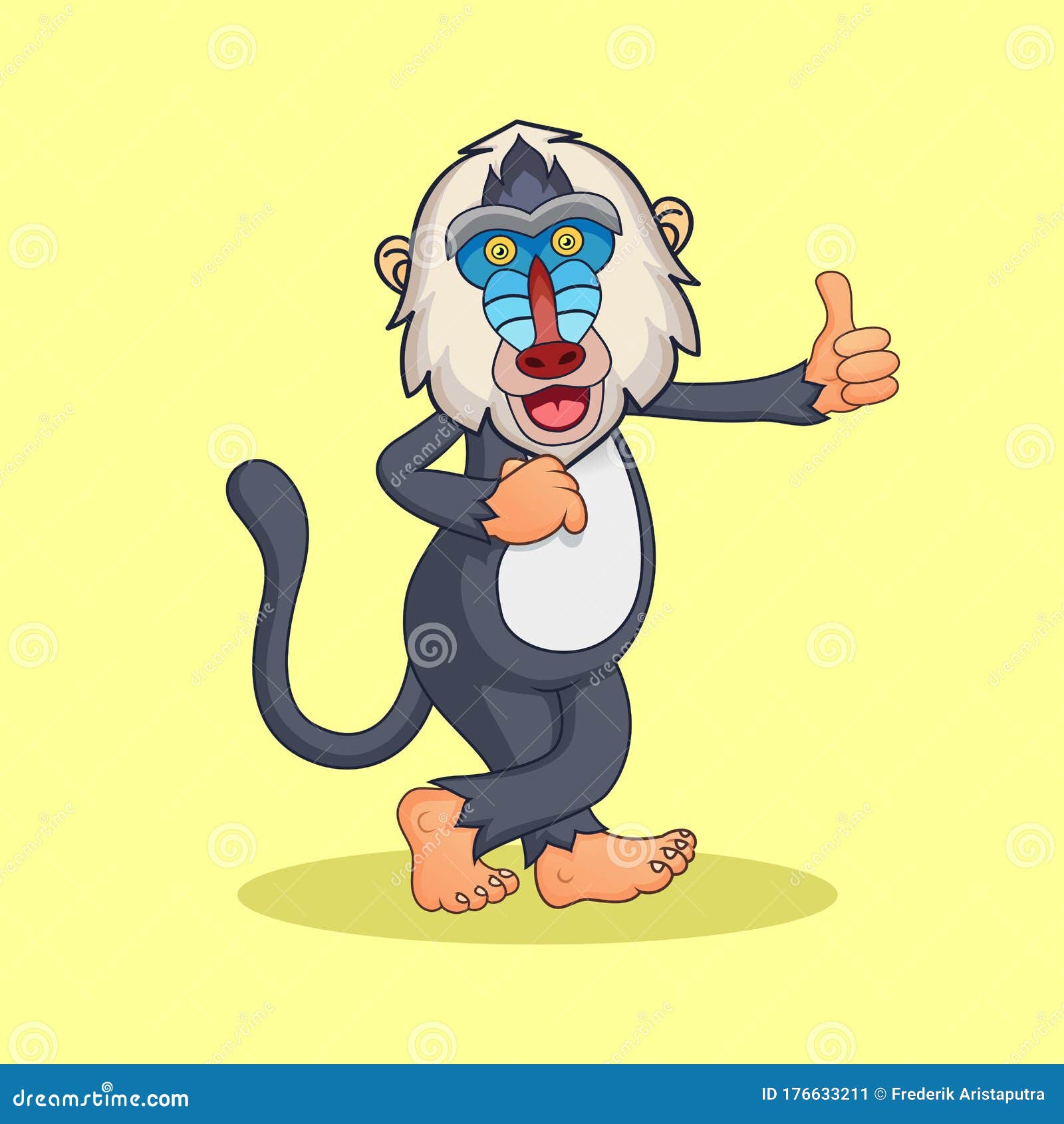 A Cute Animal Baboon Mascot Stock Vector - Illustration of gray, happy ...