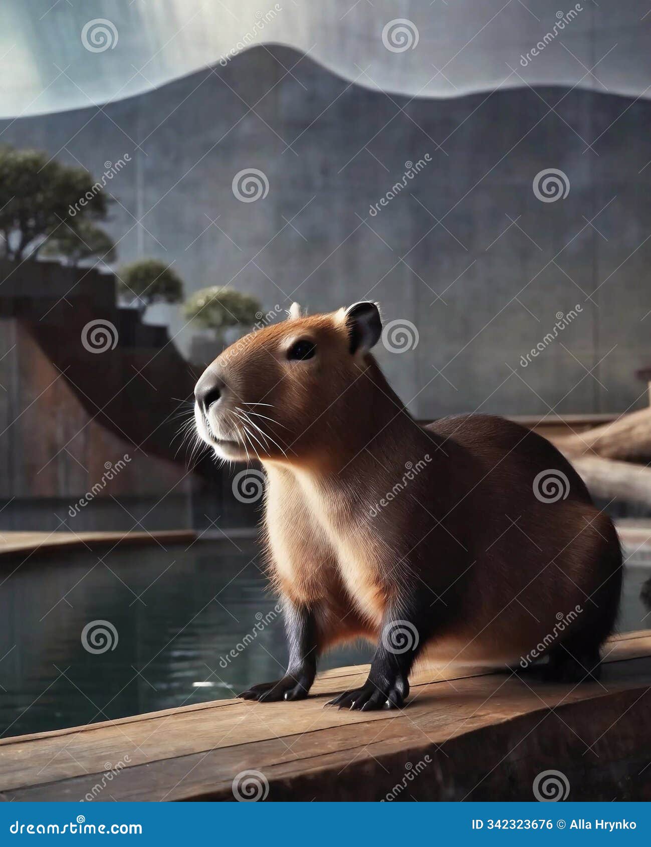 Capybara Sits Upright Front View Visualized With Simple Illustration ...