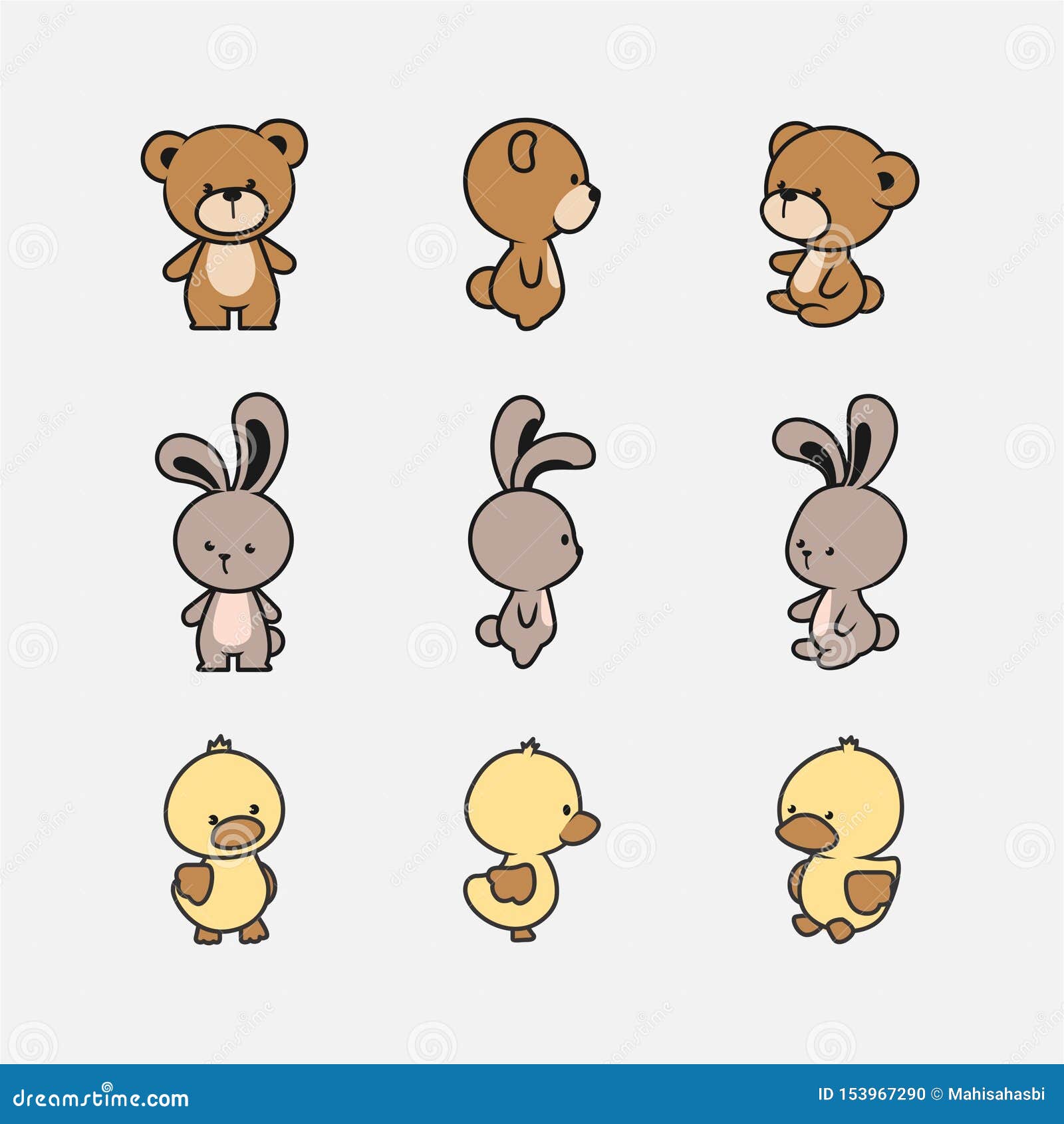 Cute Animal Cartoon Vector Collection Pack Stock Vector - Illustration ...