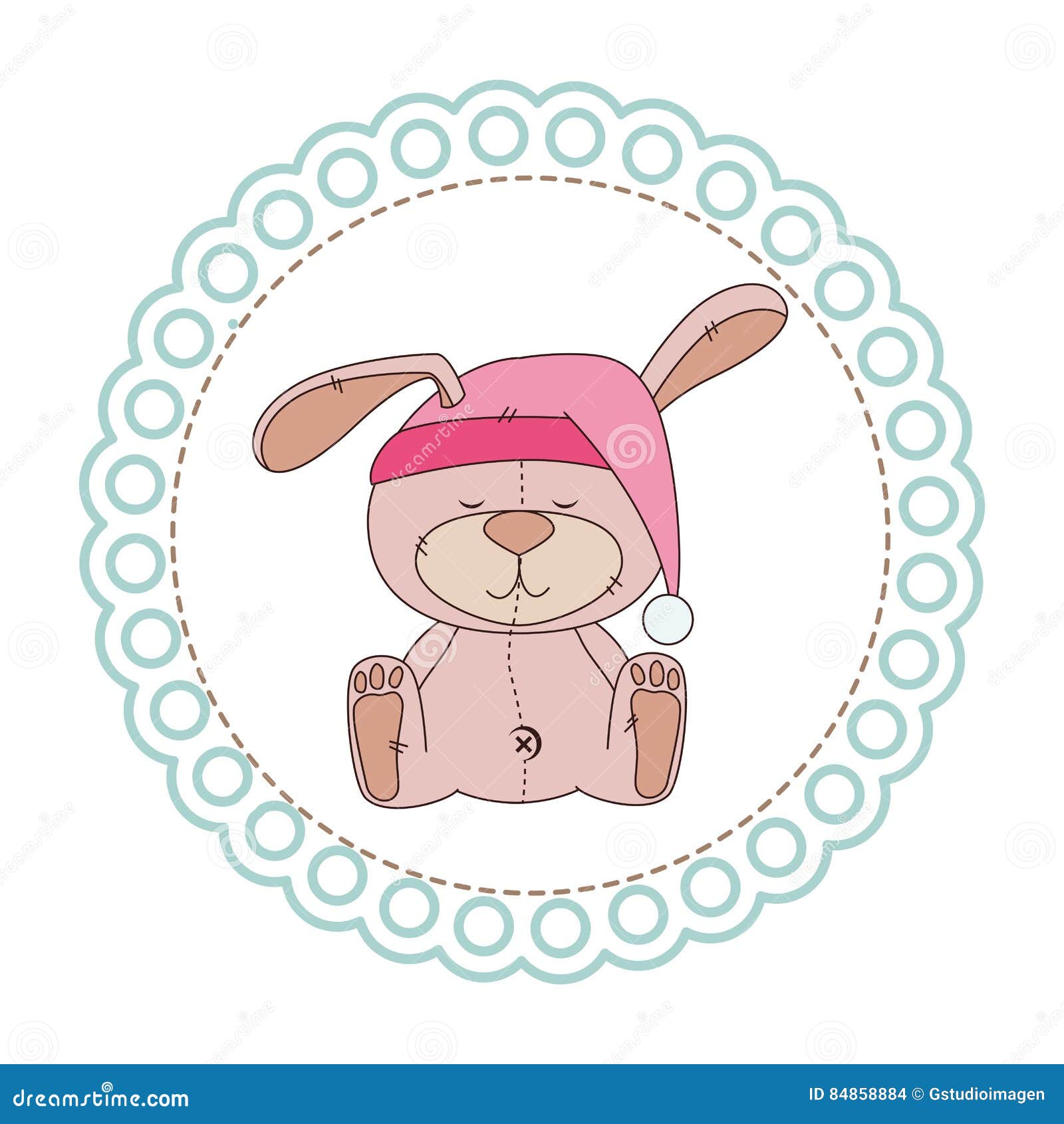 Cute Animal with Circular Frame Stock Illustration - Illustration of ...