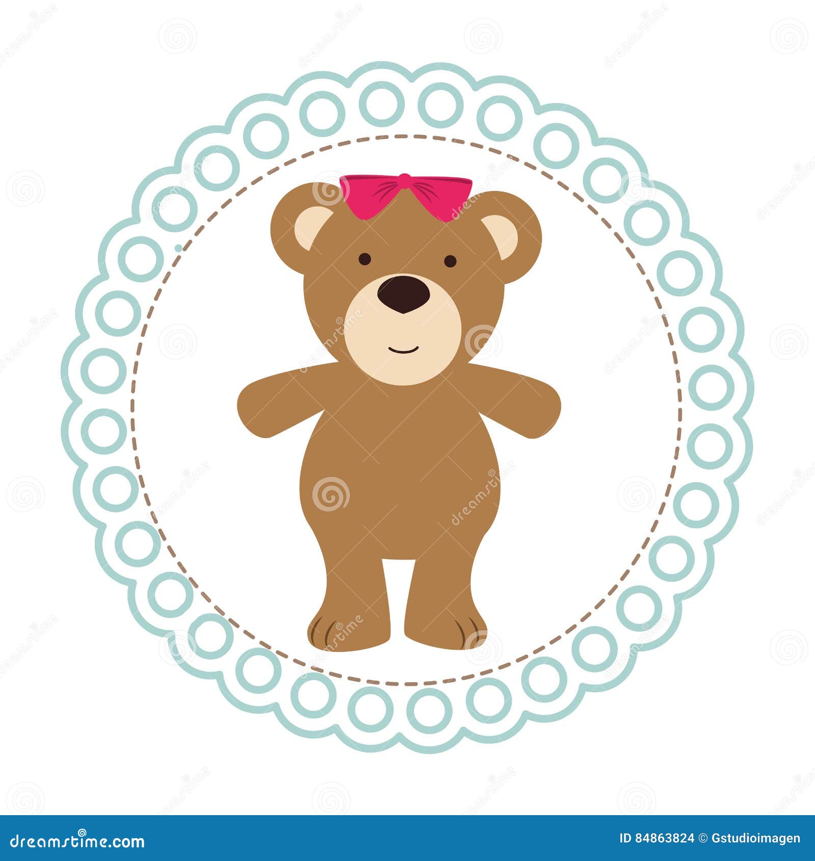 Cute Animal with Circular Frame Stock Illustration - Illustration of ...