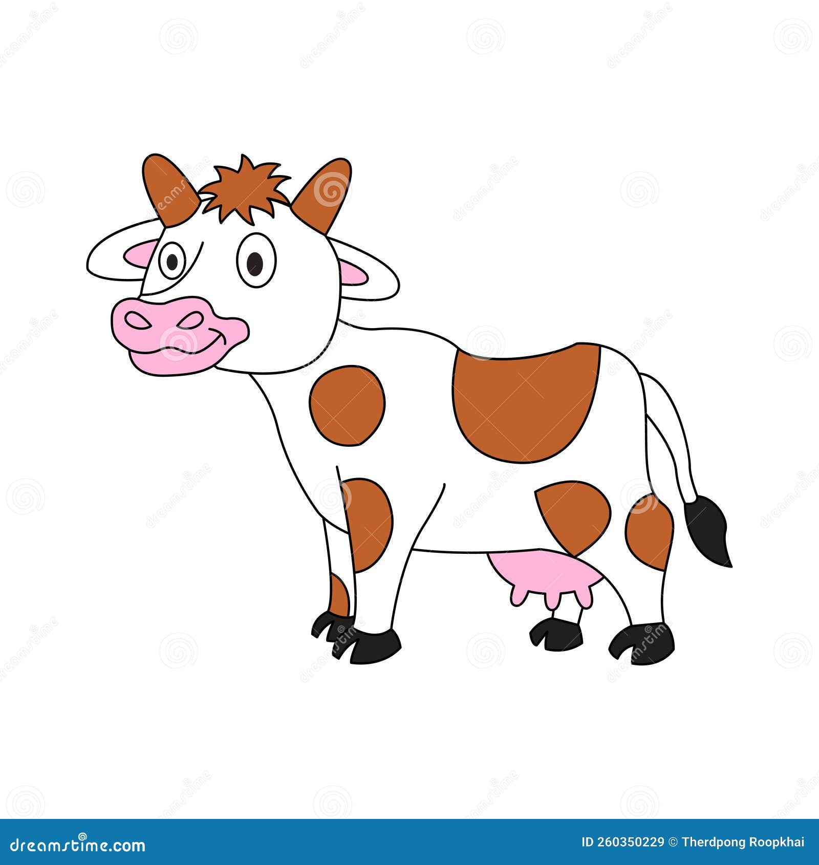 Cute Animal of Cow on Cartoon Version Stock Vector - Illustration of ...