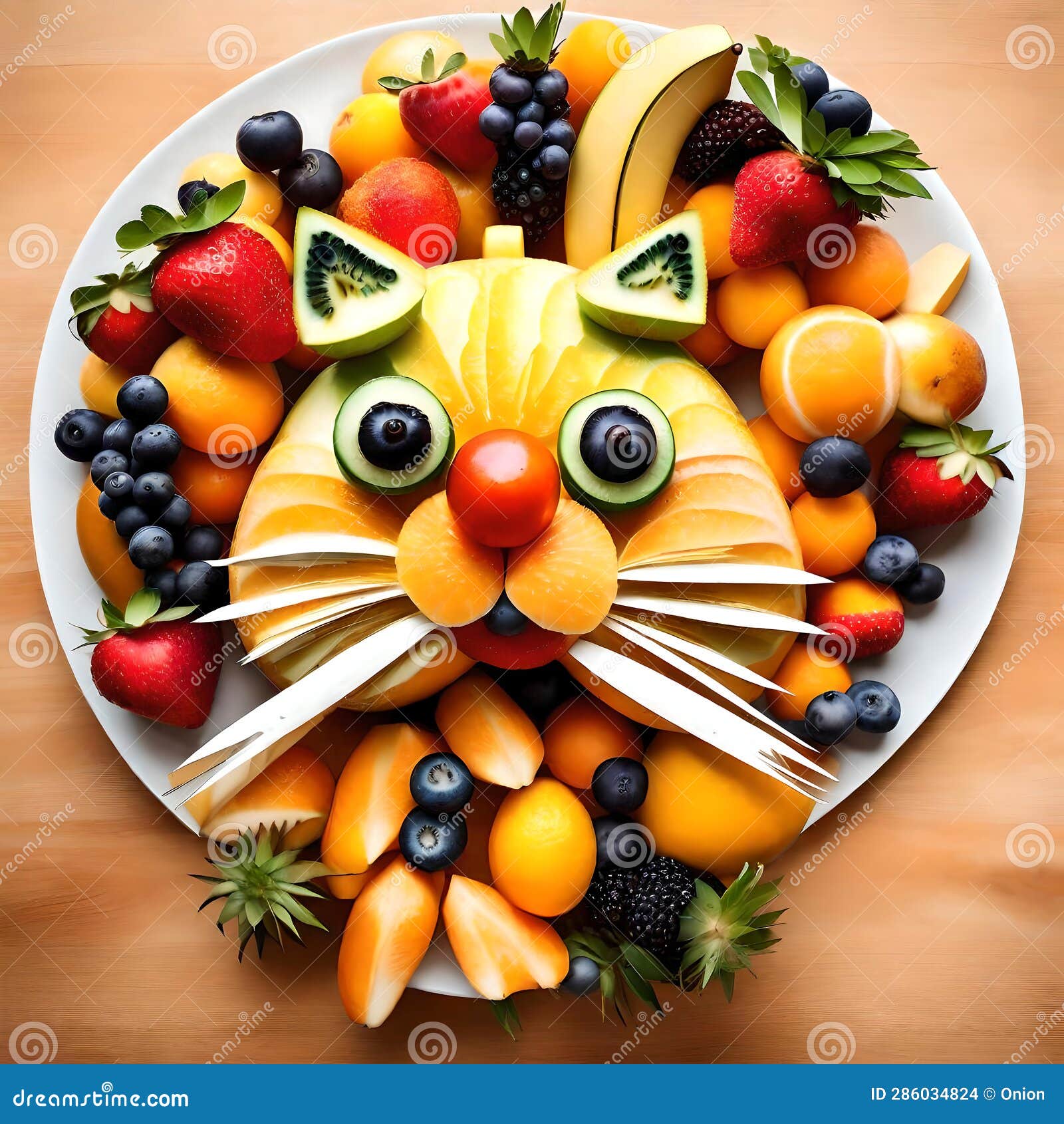Cute Animal Created with Fruits - Ai Generated Image Stock Illustration ...