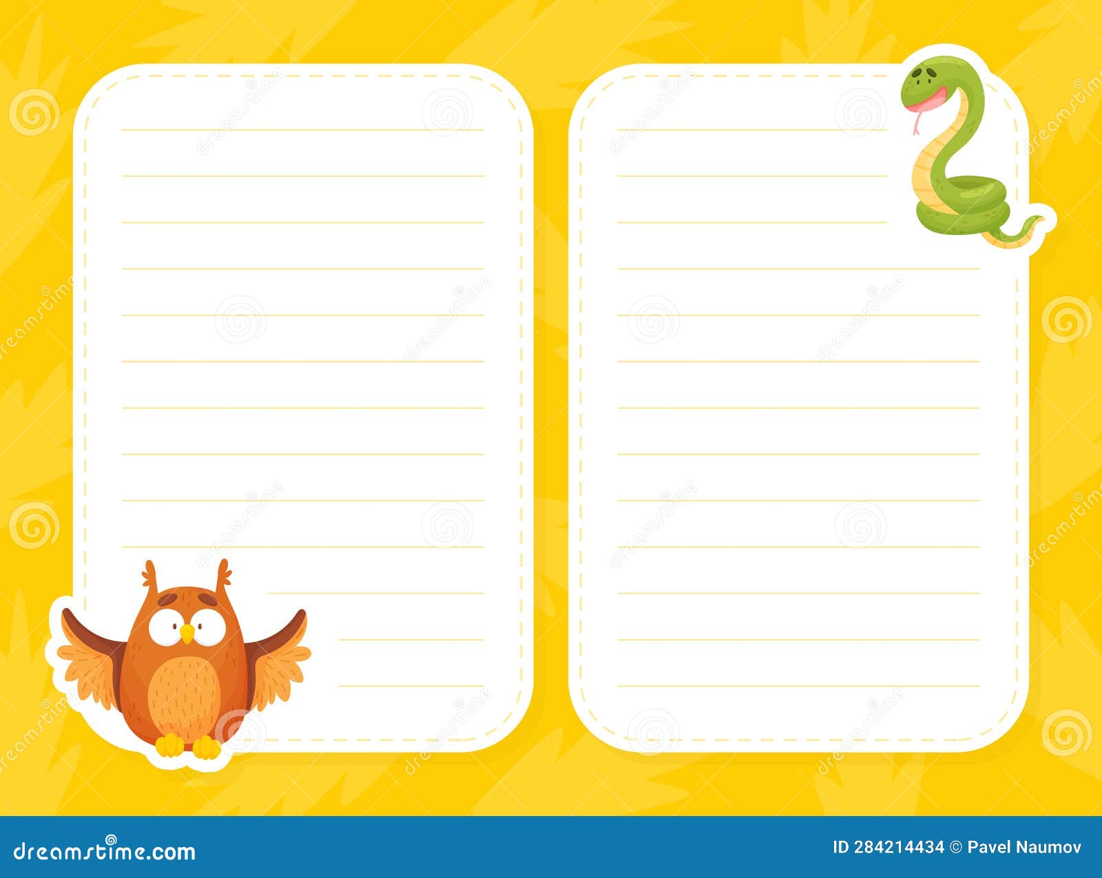 Cute Animal Empty Note or Reminder Card Vector Template Stock Vector ...