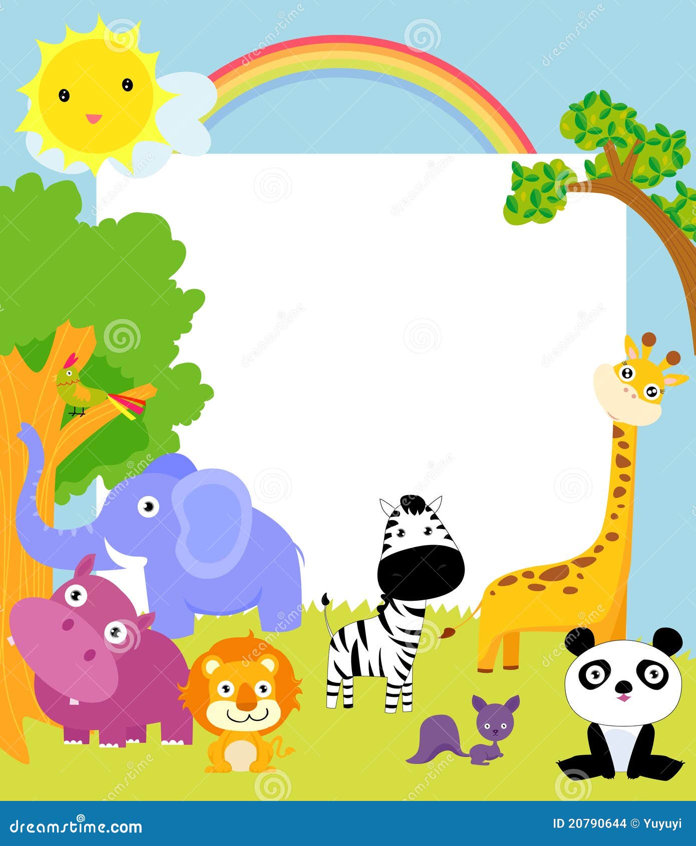 Cute animal and frame stock vector. Illustration of wildlife - 20790644