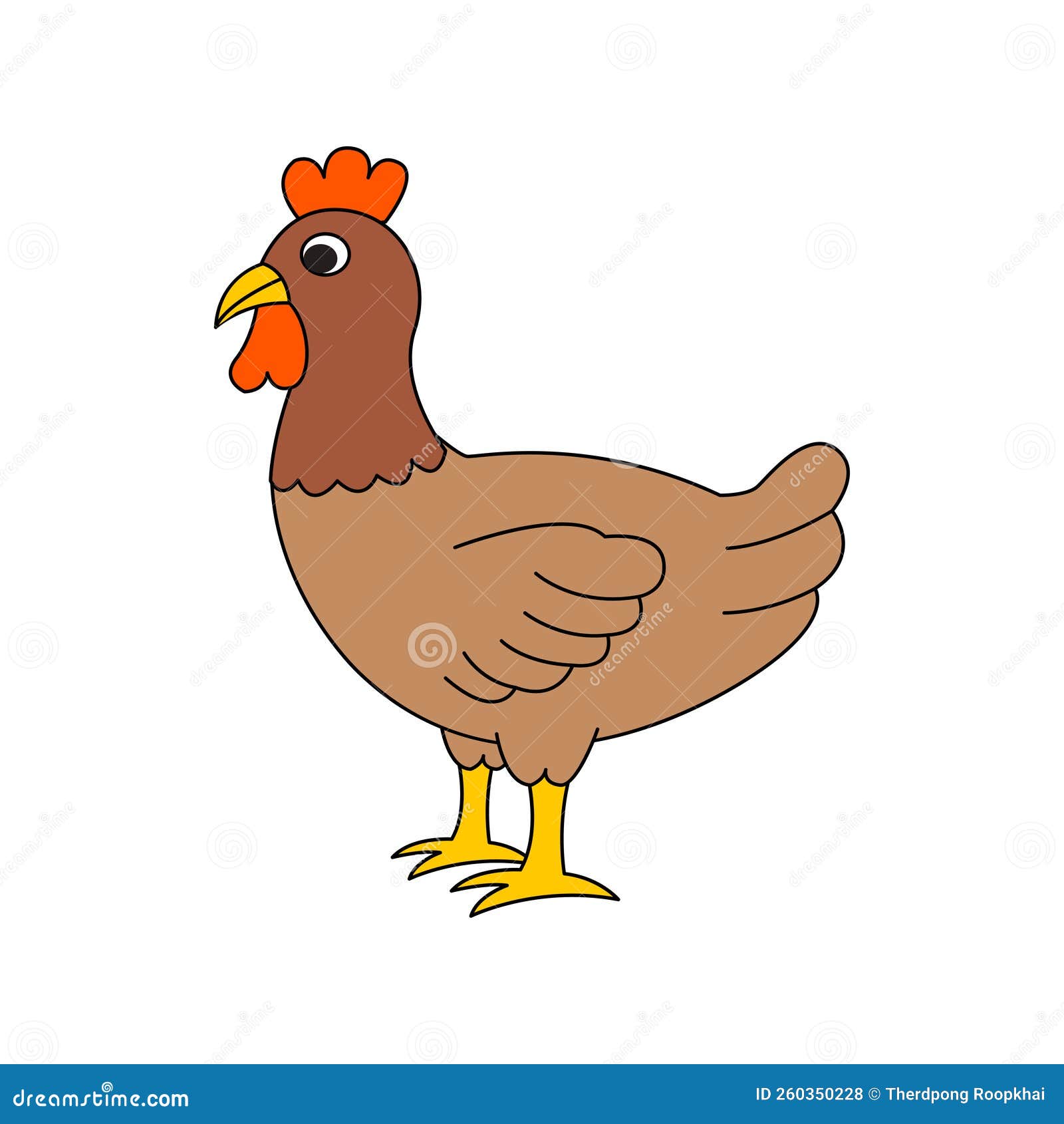 Cute Animal of Hen on Cartoon Version Stock Vector - Illustration of ...