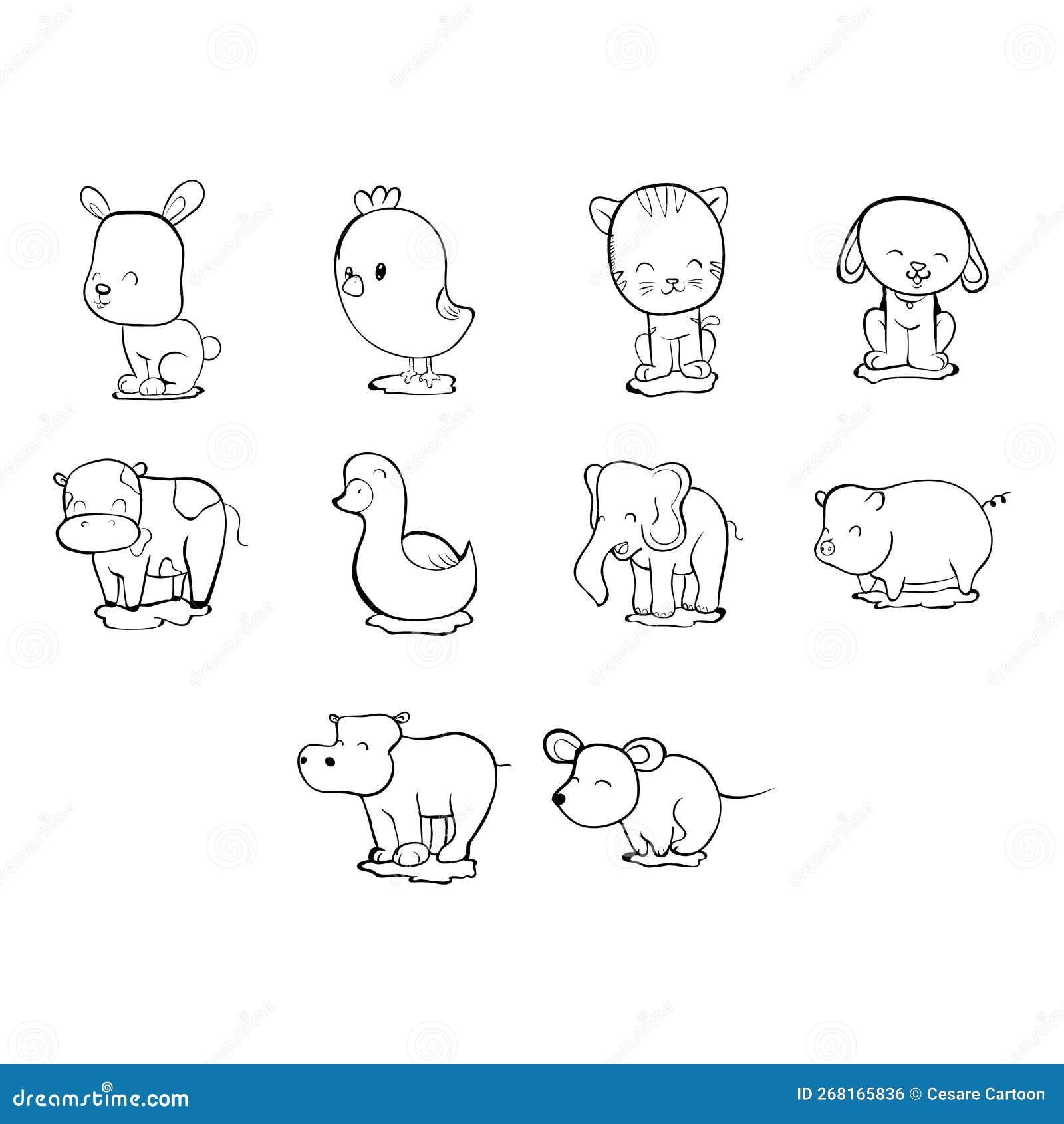 Cute animal icon set stock vector. Illustration of duck - 268165836