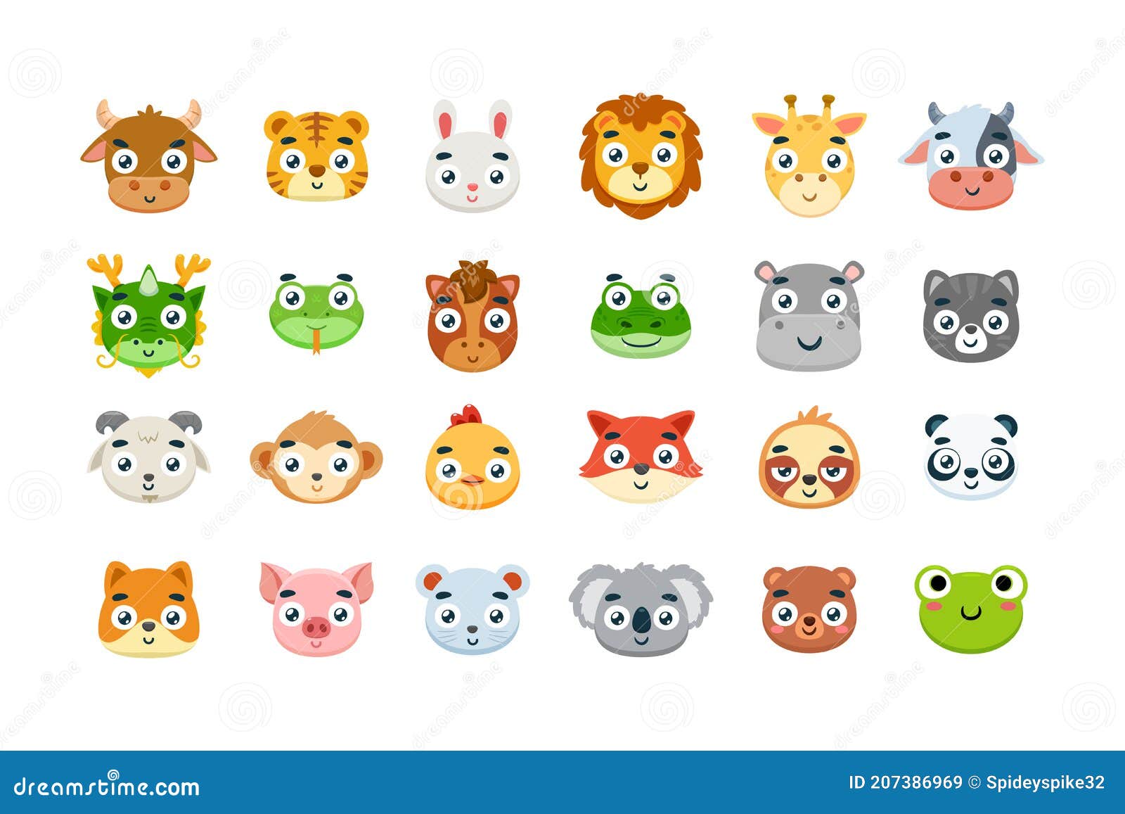 The Cute Animal Icon Set. Vector Illustration Stock Vector ...