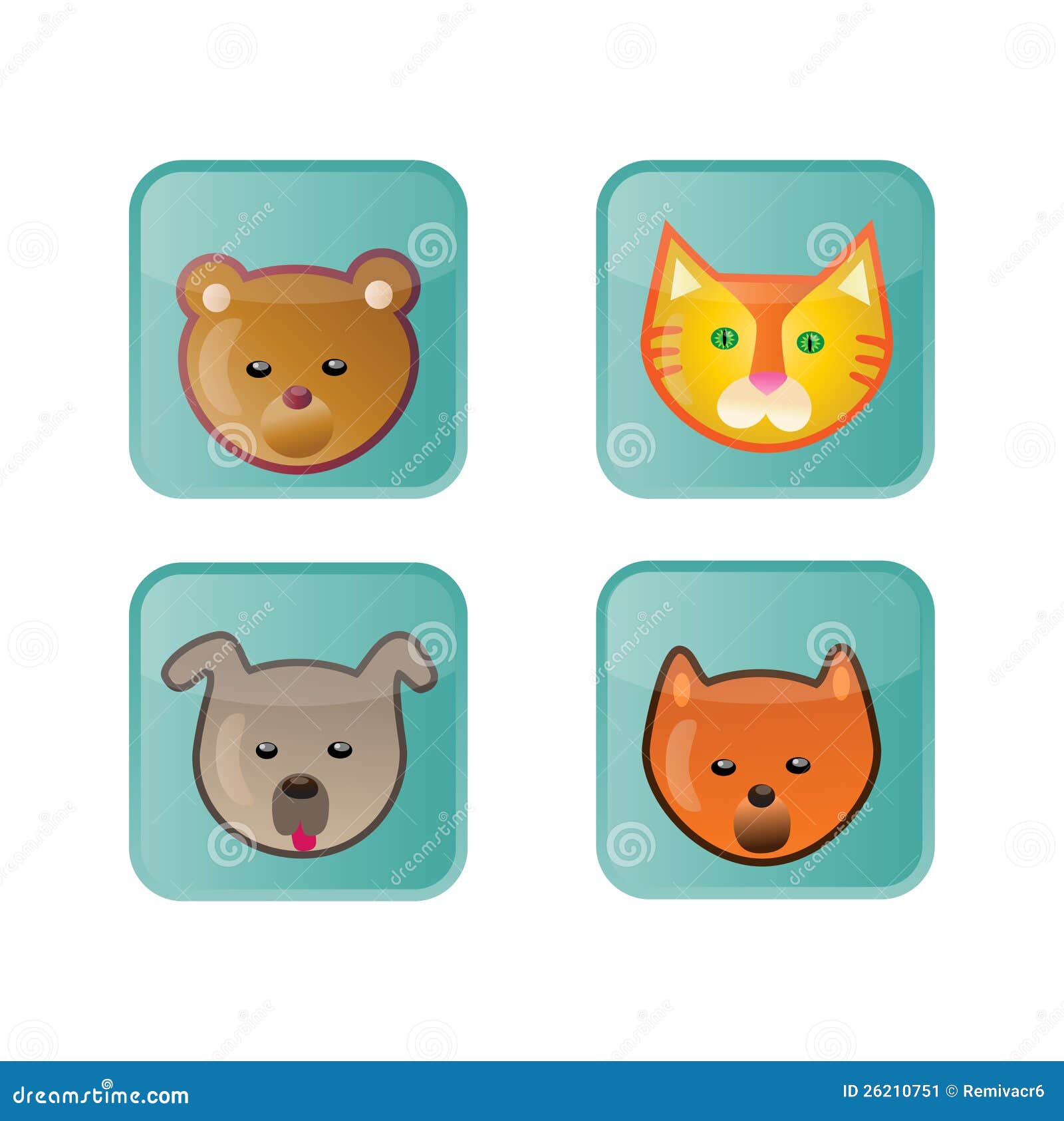 Cute Animal Icons stock illustration. Illustration of floppy - 26210751