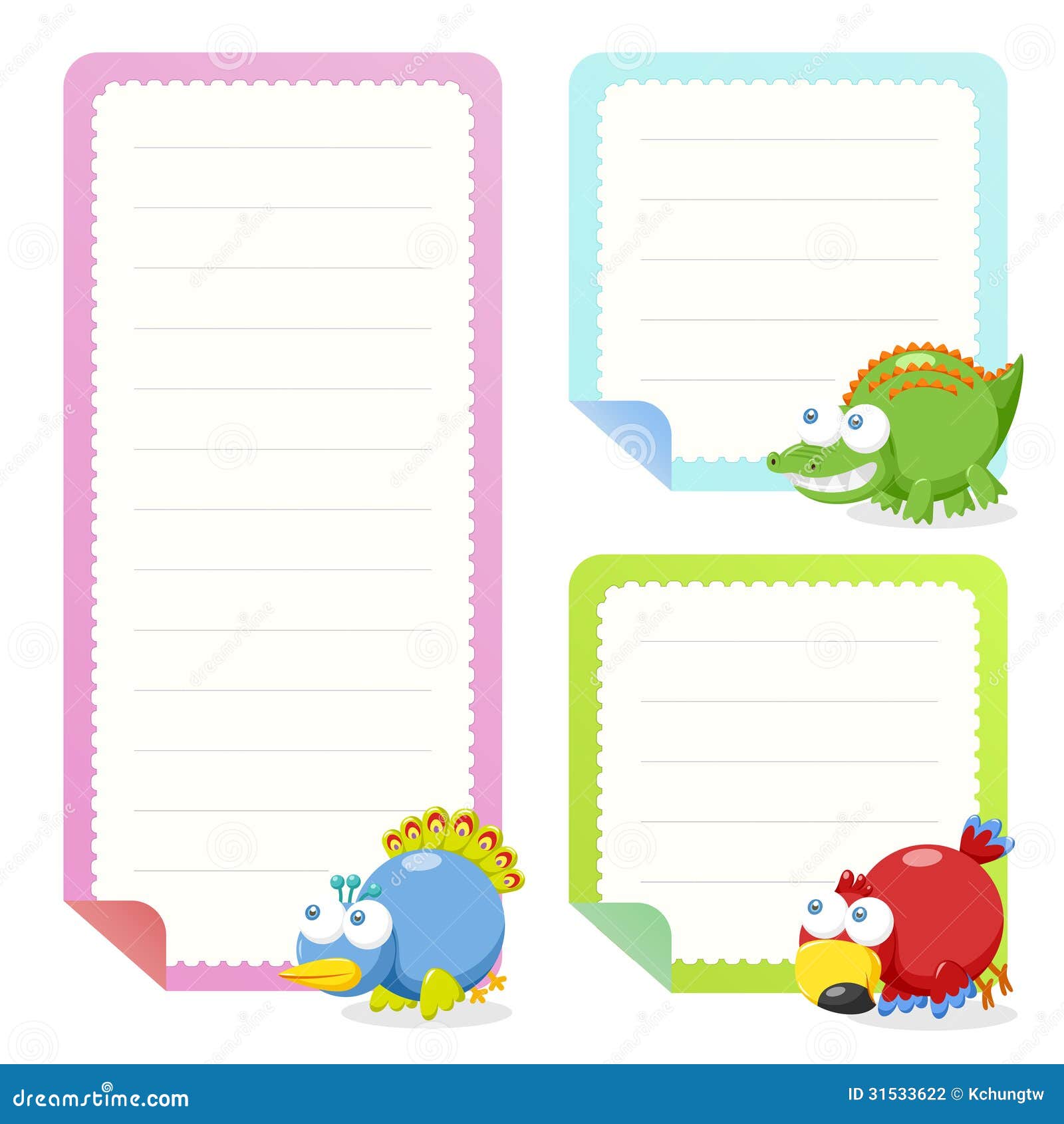 Cute Animal Note Papers Collection Stock Vector - Illustration of ...